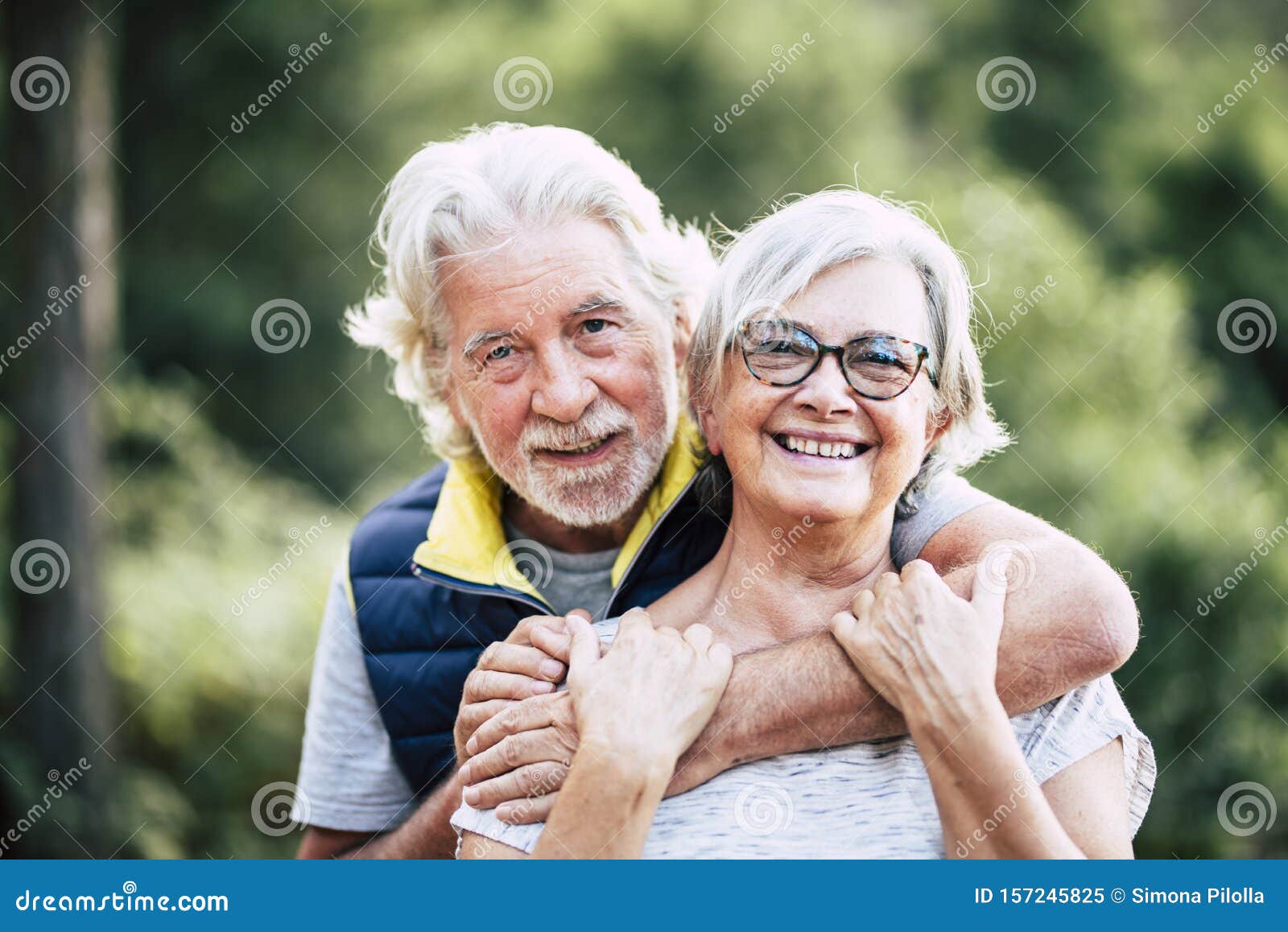 People In Love At Old Age Couple Of Caucasian Cheerful Happy Senior
