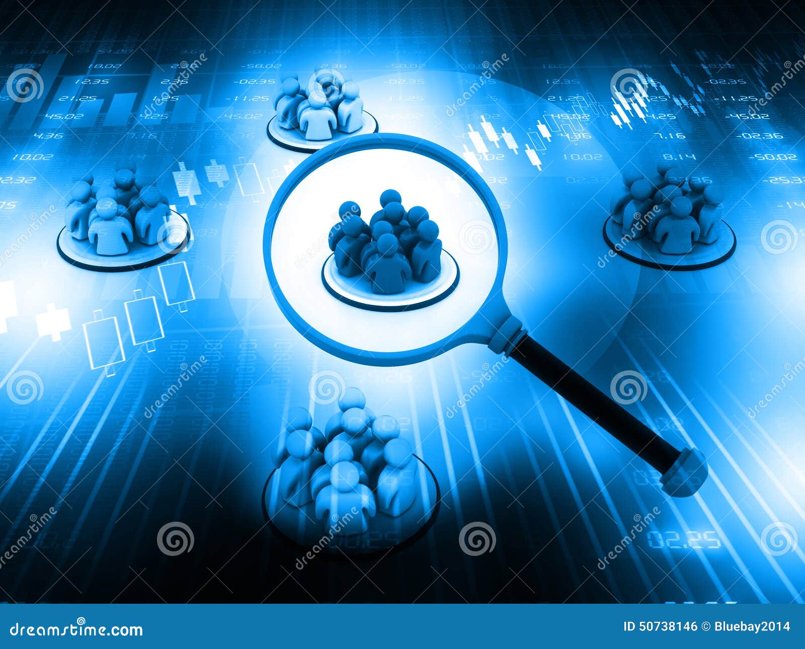 People with Magnifying Glass Stock Illustration - Illustration of ...