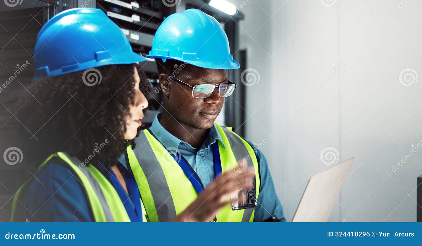 People, Maintenance and Laptop in Server Room Working, Technician and ...