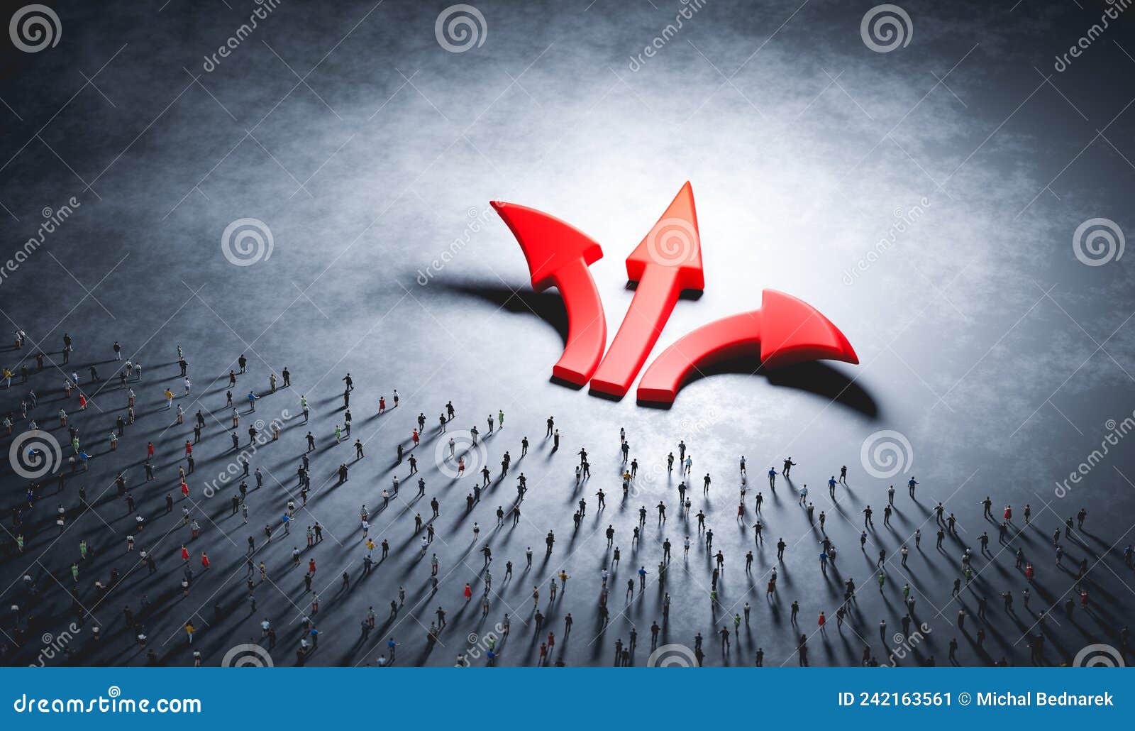 People Make Decision and Choose. Red Arrows Pointing Stock Illustration ...