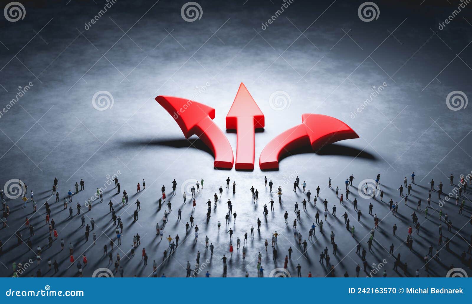 People Make Decision and Choose. Red Arrows Pointing Stock Illustration ...