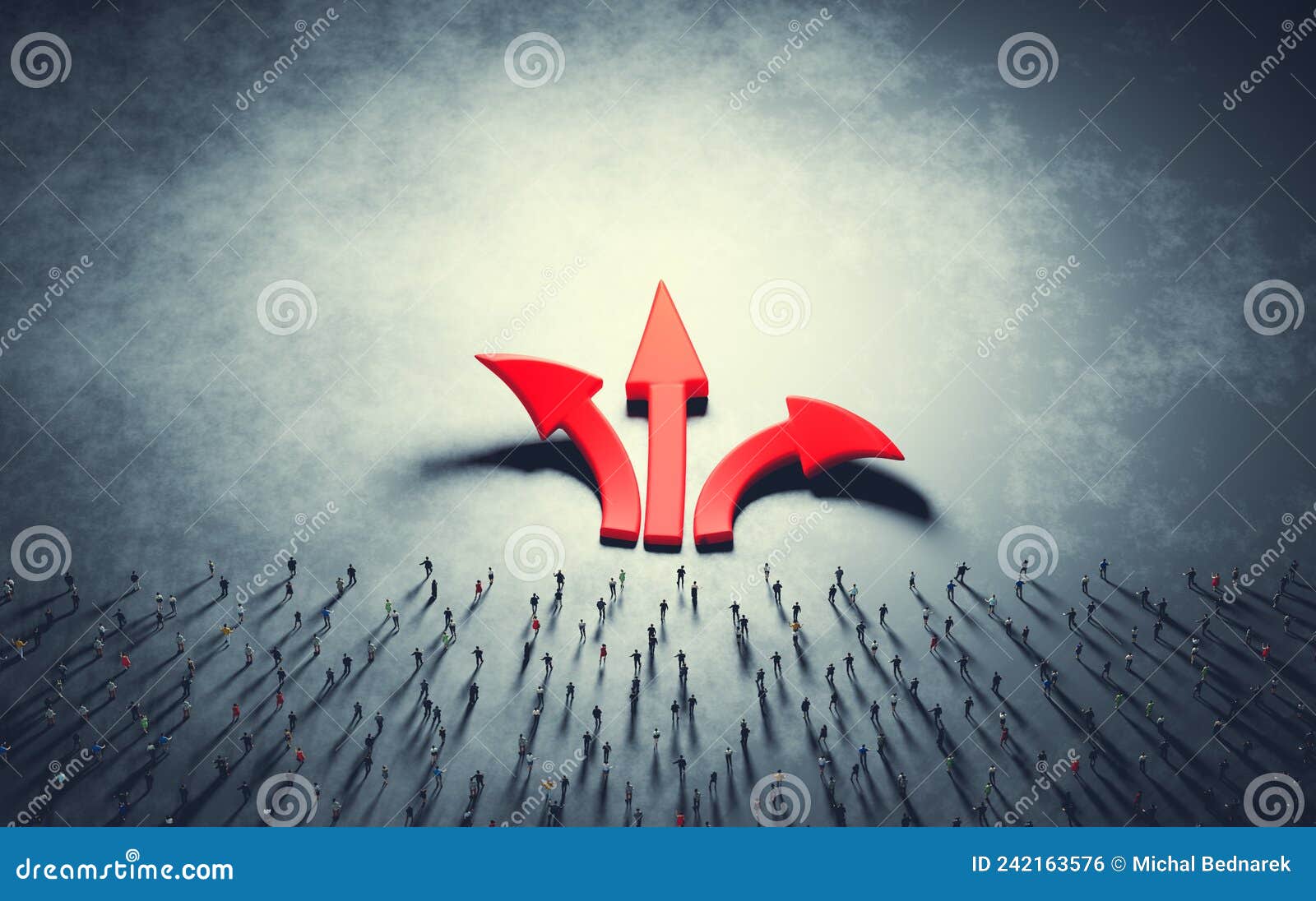 People Make Decision and Choose. Red Arrows Pointing Stock Illustration ...