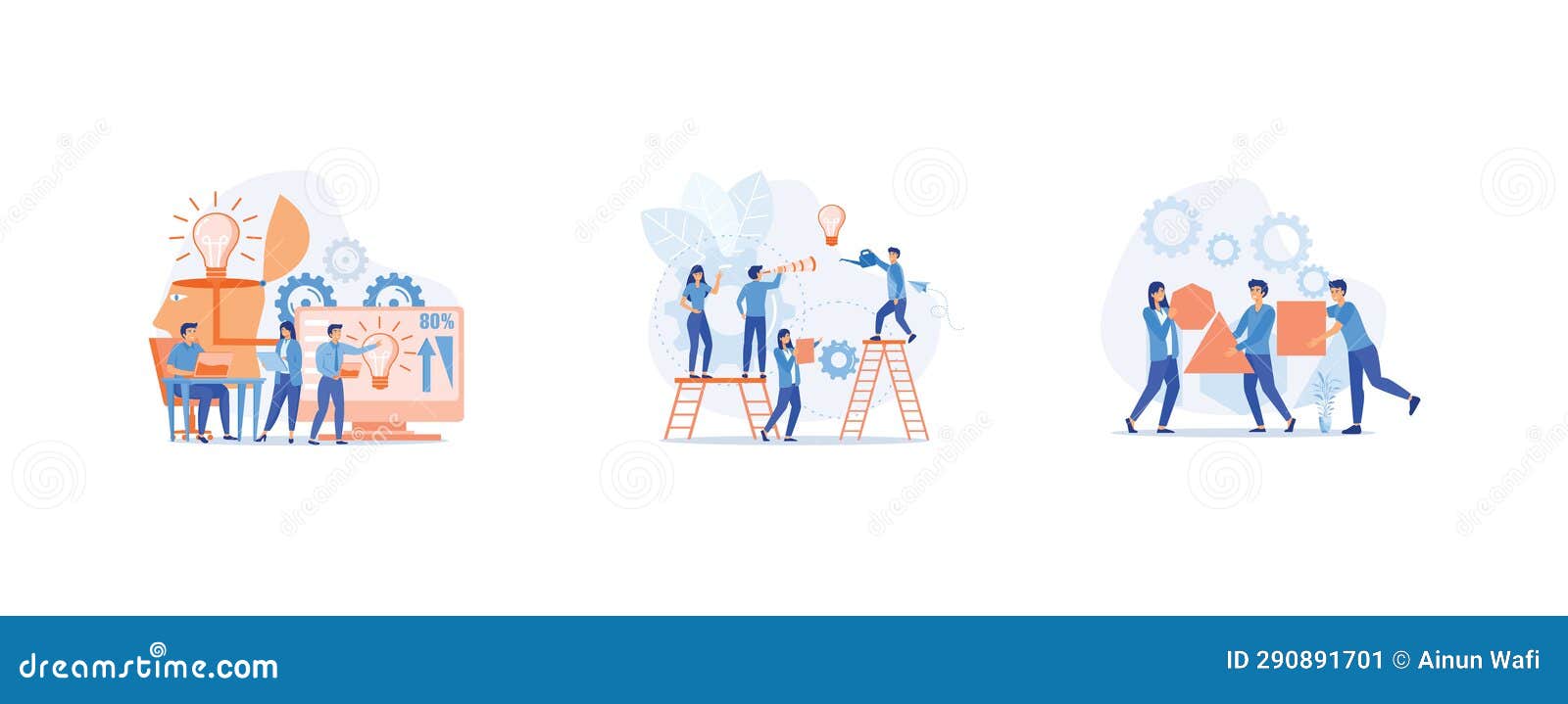 People Make List Creative Ideas. Team Work Concept Stock Vector ...