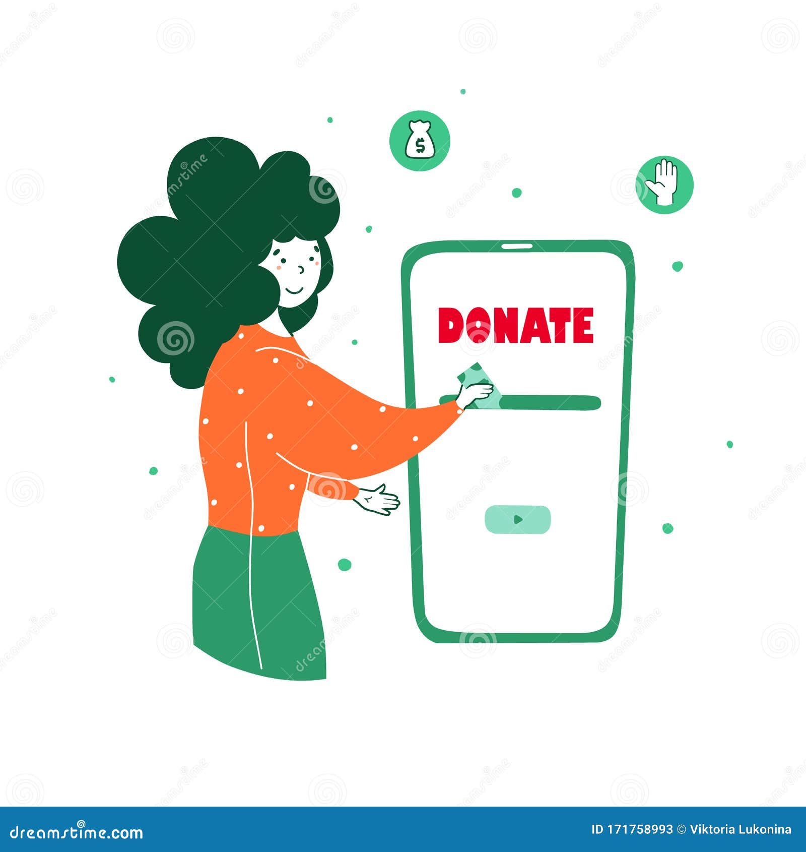People Make Online Donations Flat Vector Illustration Stock Vector ...