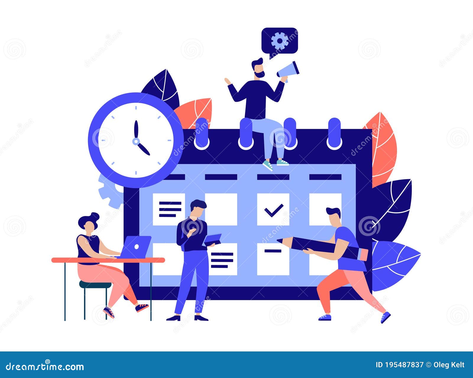 People Make a Schedule on the Calendar. Development of Schedules of ...