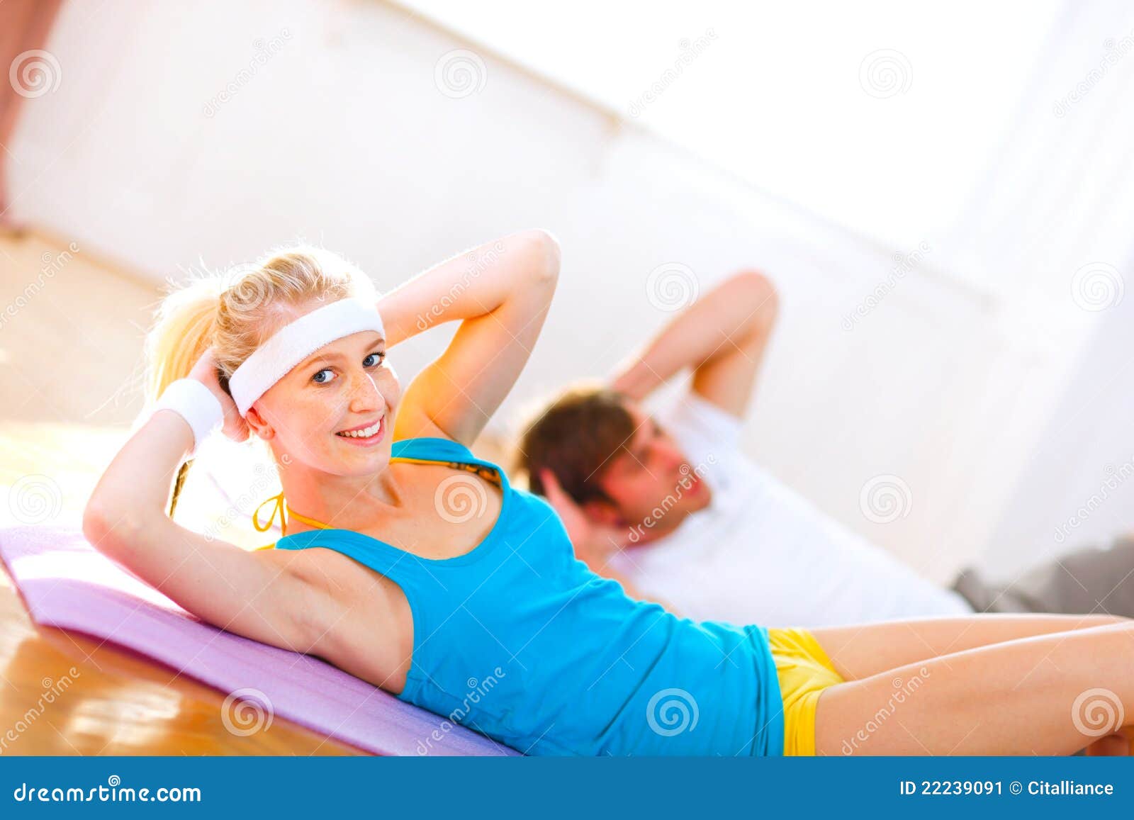 People Making Abdominal Crunch in Gym Stock Image - Image of sport ...