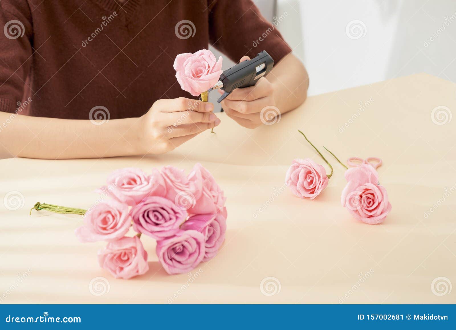 People Making Paper Craft Flower Art Stock Image - Image of buttons ...