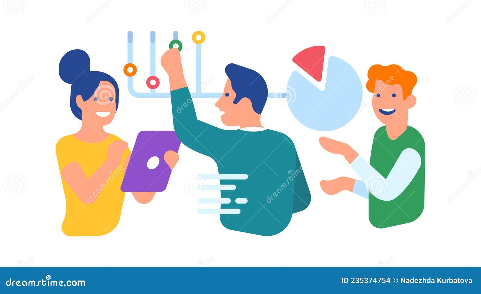 People Making Statistic Report. Team Analyze Data Charts Stock Vector ...