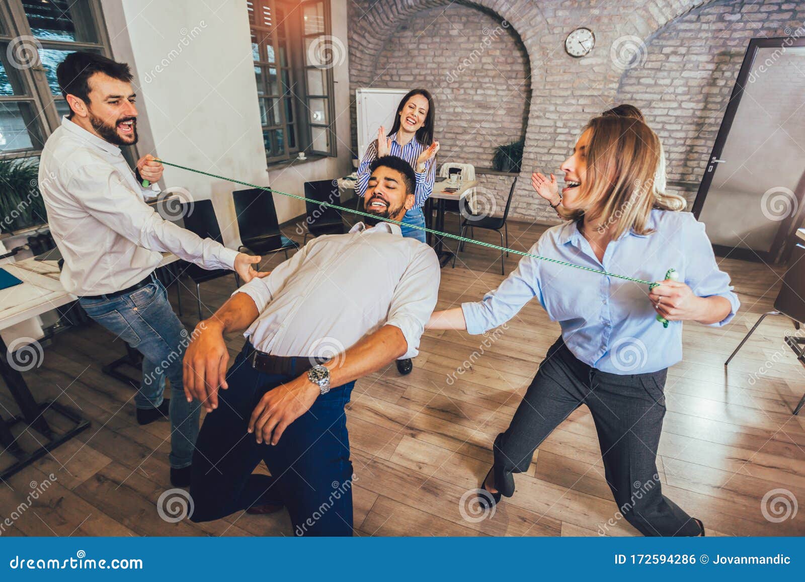 People Making Team Training Exercise during Team Building Seminar ...