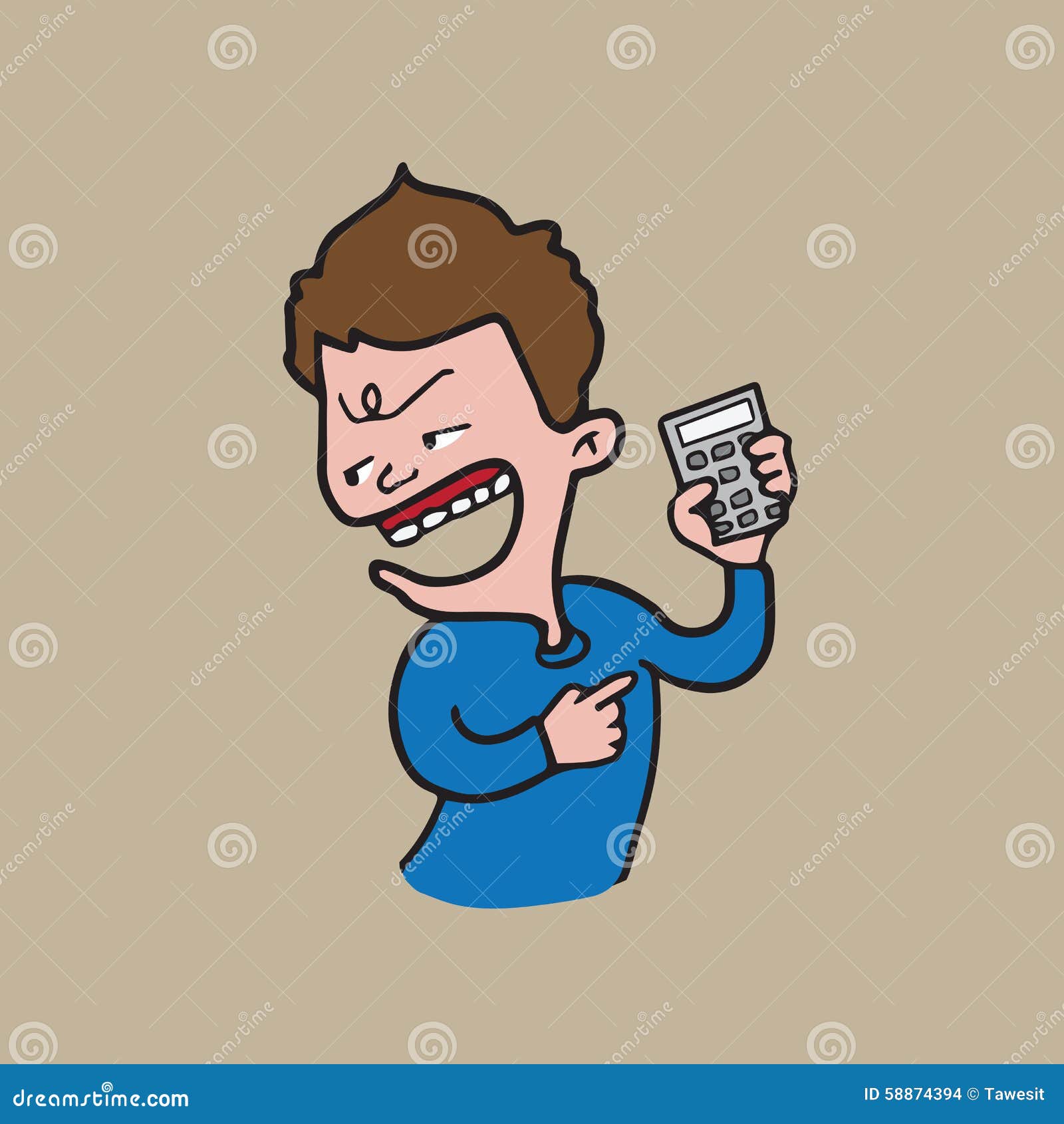 People man and calculator stock vector. Illustration of male - 58874394