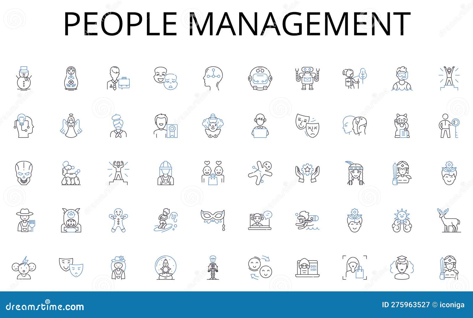 People Management Line Icons Collection. Collaborator, Cohesive ...