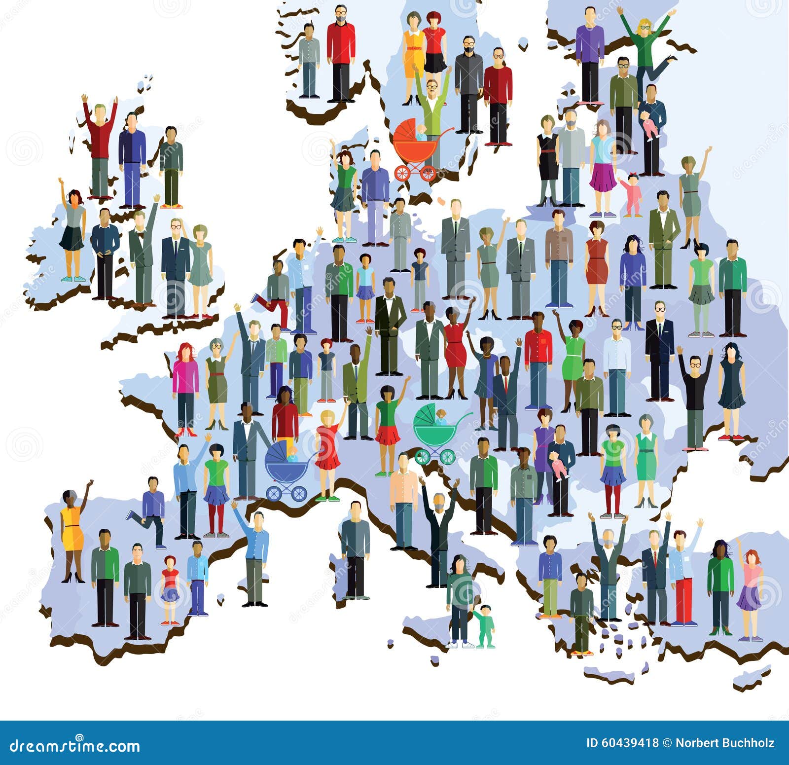 People on map of Europe stock vector. Illustration of continent - 60439418