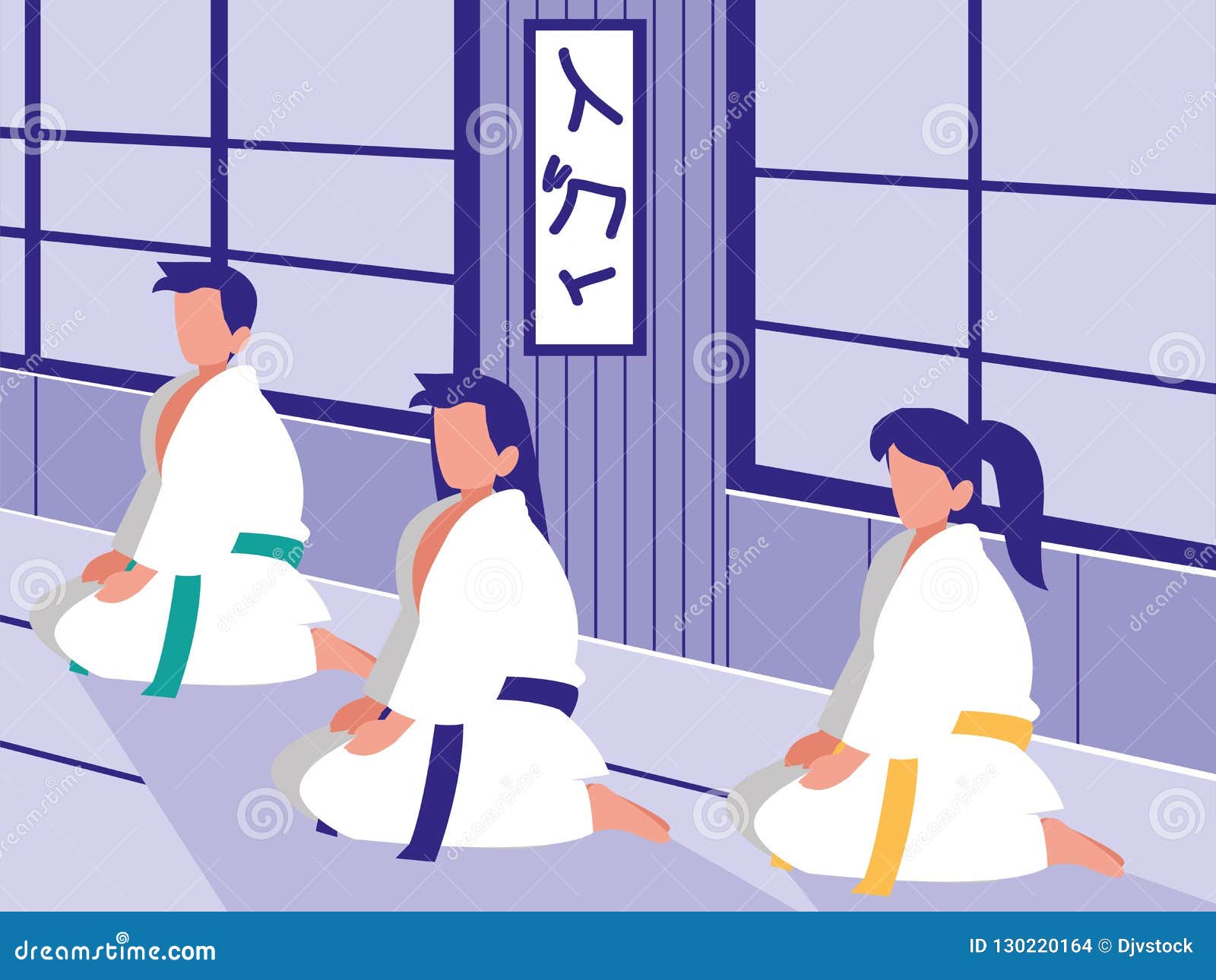 People in Martials Arts Dojo Scene Stock Vector - Illustration of asian ...