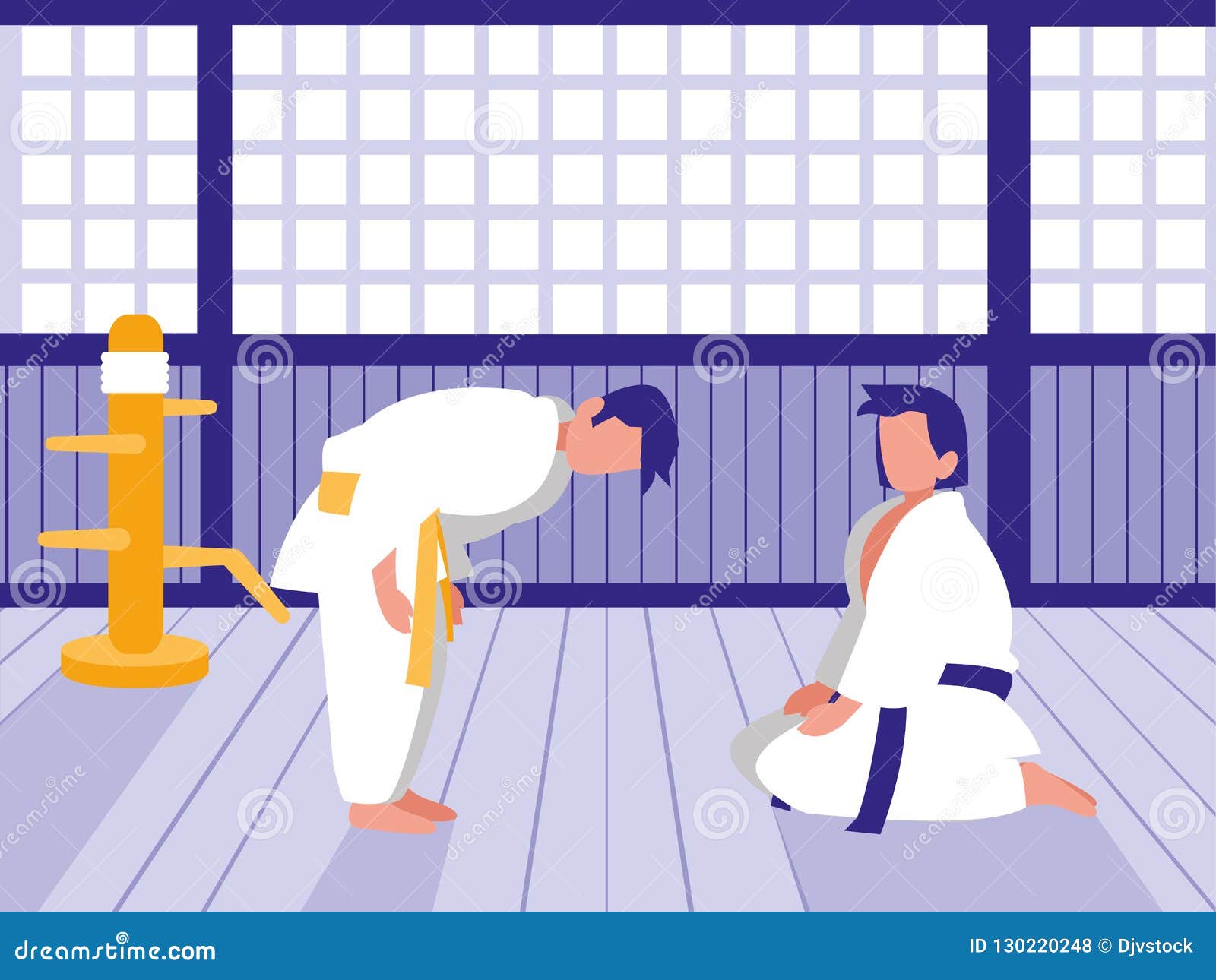 People in Martials Arts Dojo Scene Stock Vector - Illustration of dojo ...