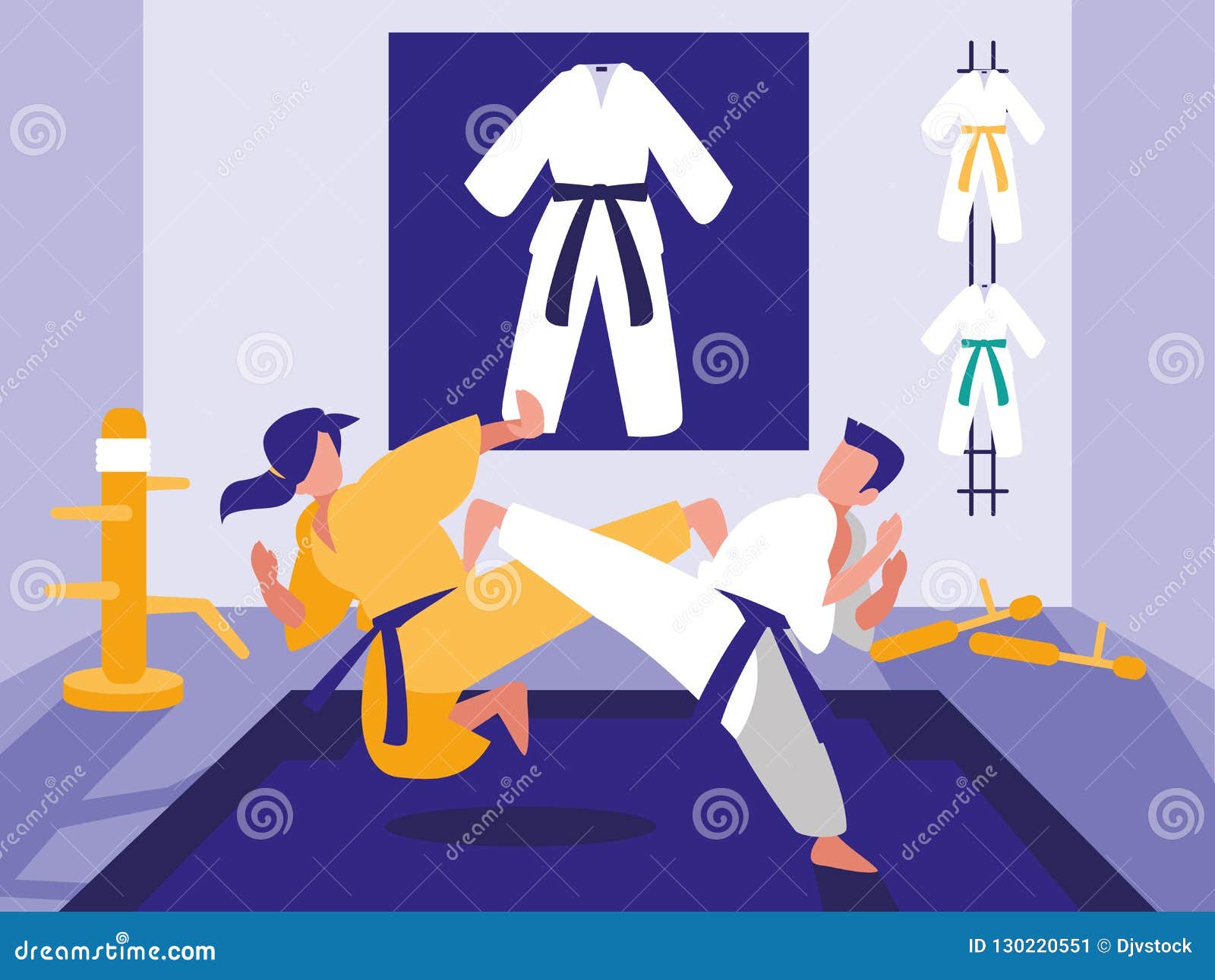 People in Martials Arts Dojo Scene Stock Vector - Illustration of ...