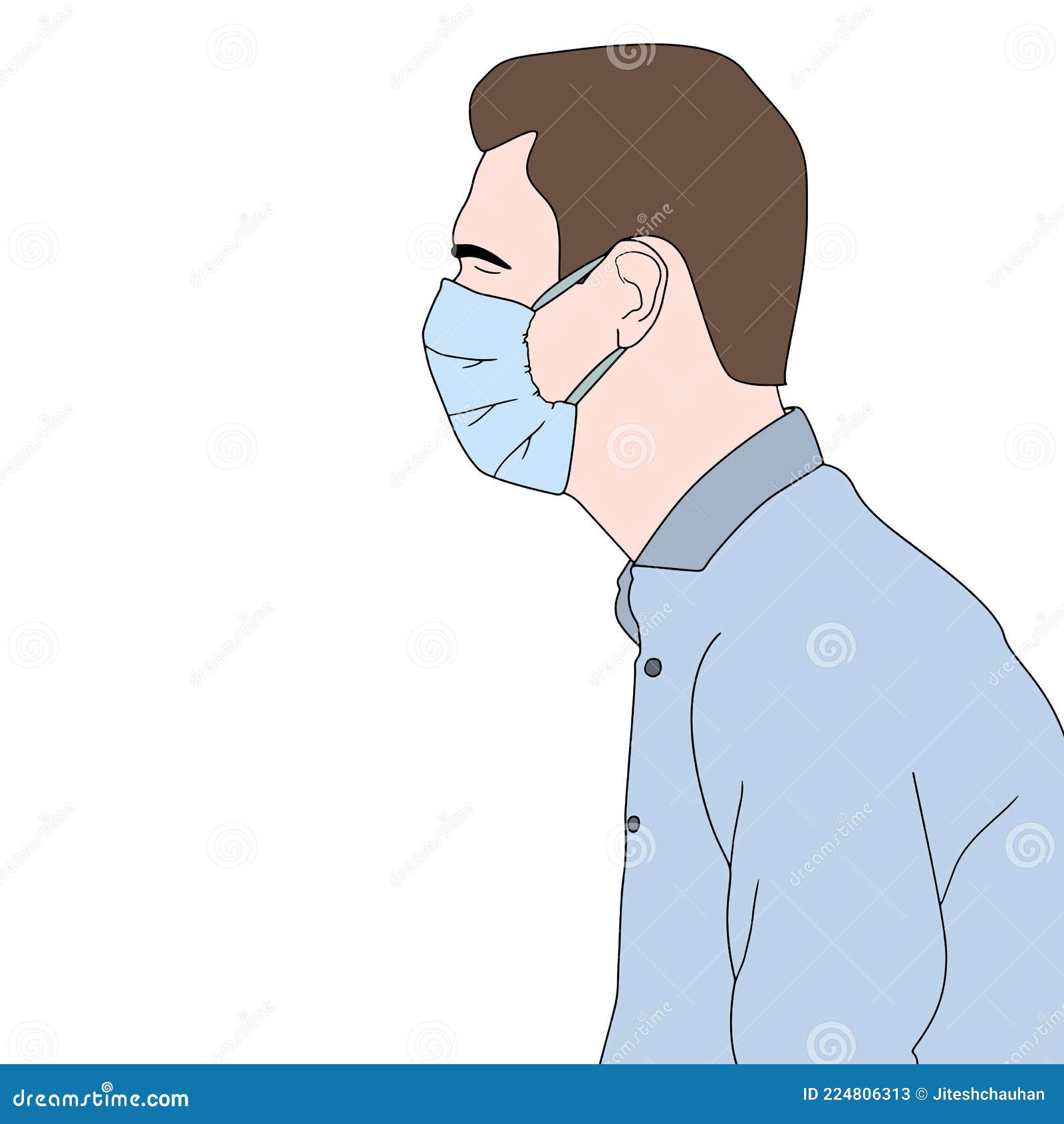 People with Mask Character Illustrations. Hand Drawn Vector ...