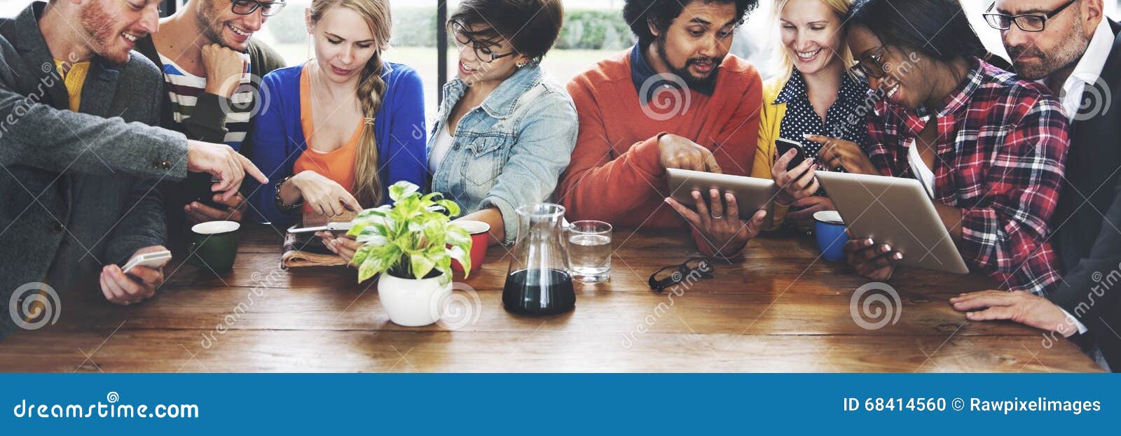 People Meeting Communication Technology Digital Tablet Concept Stock ...