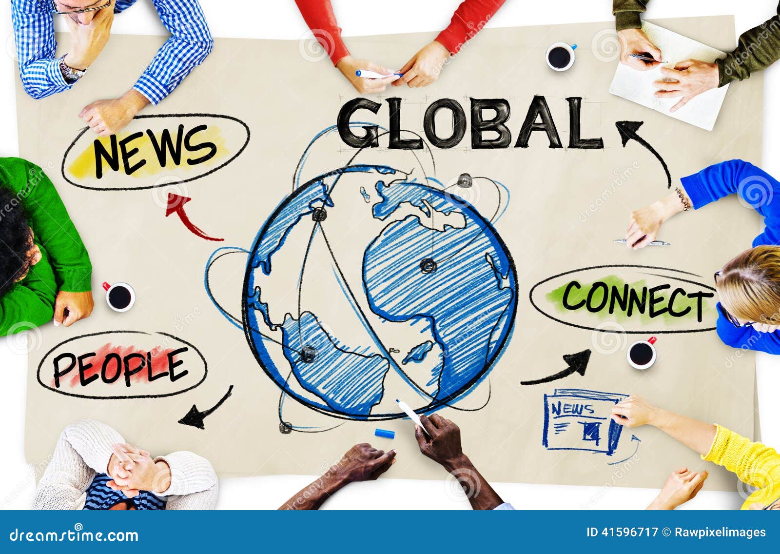 People in a Meeting and Global Network Concepts Stock Image - Image of ...