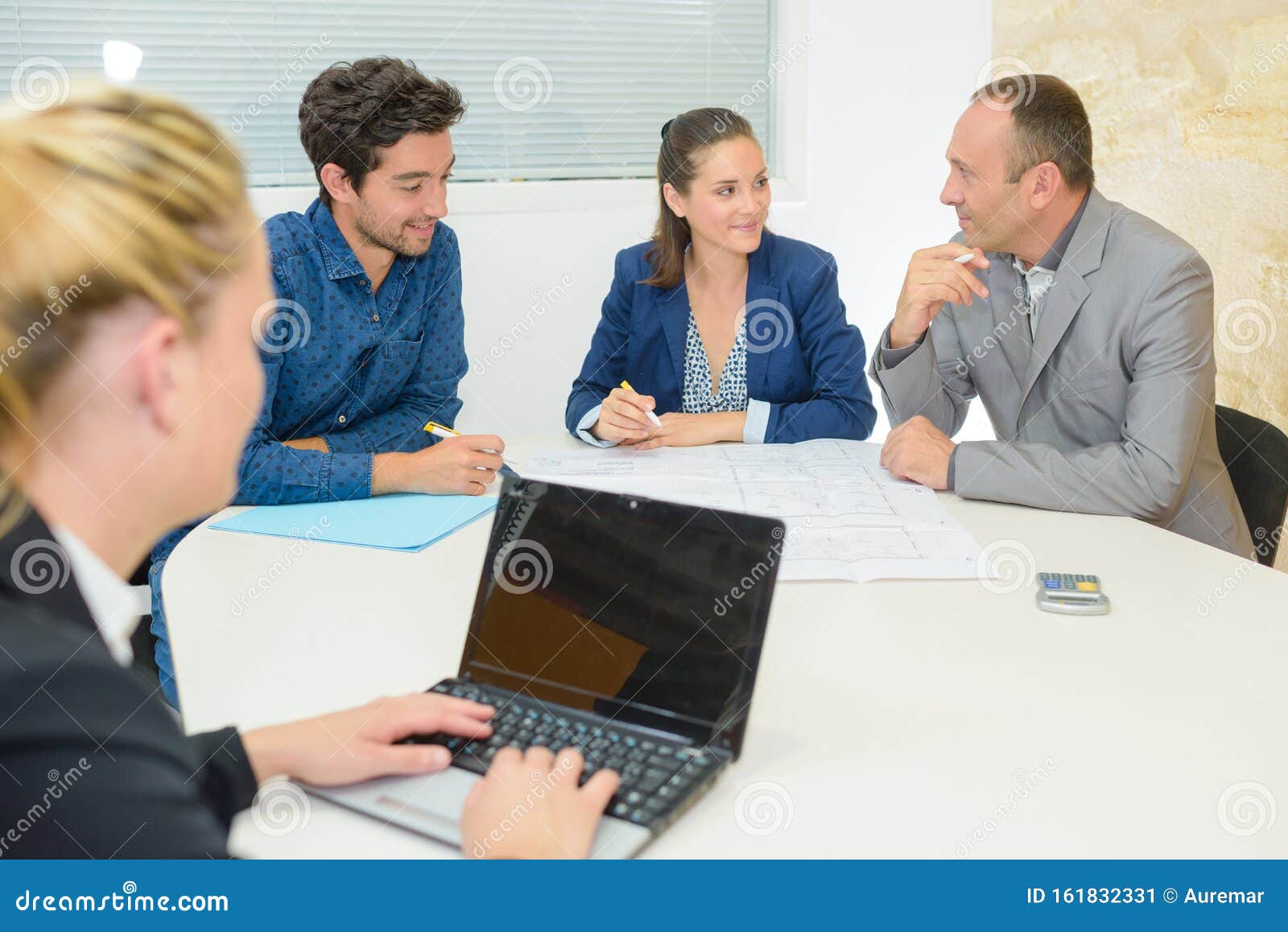 People in Meeting Woman Using Computer Stock Image - Image of looking ...