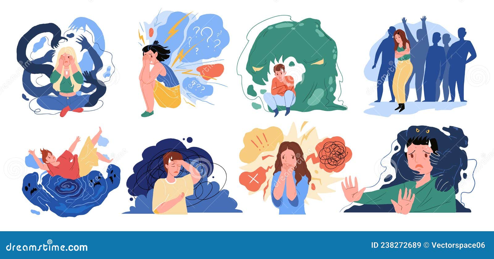 People with Mental Problem, Paranoia Feeling Set Stock Vector ...