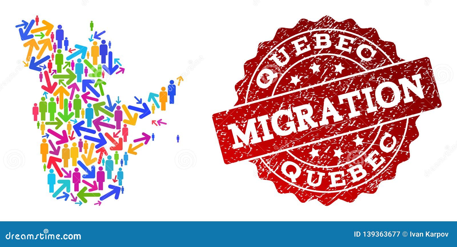 Migration Composition of Mosaic Map of Quebec Province and Textured ...