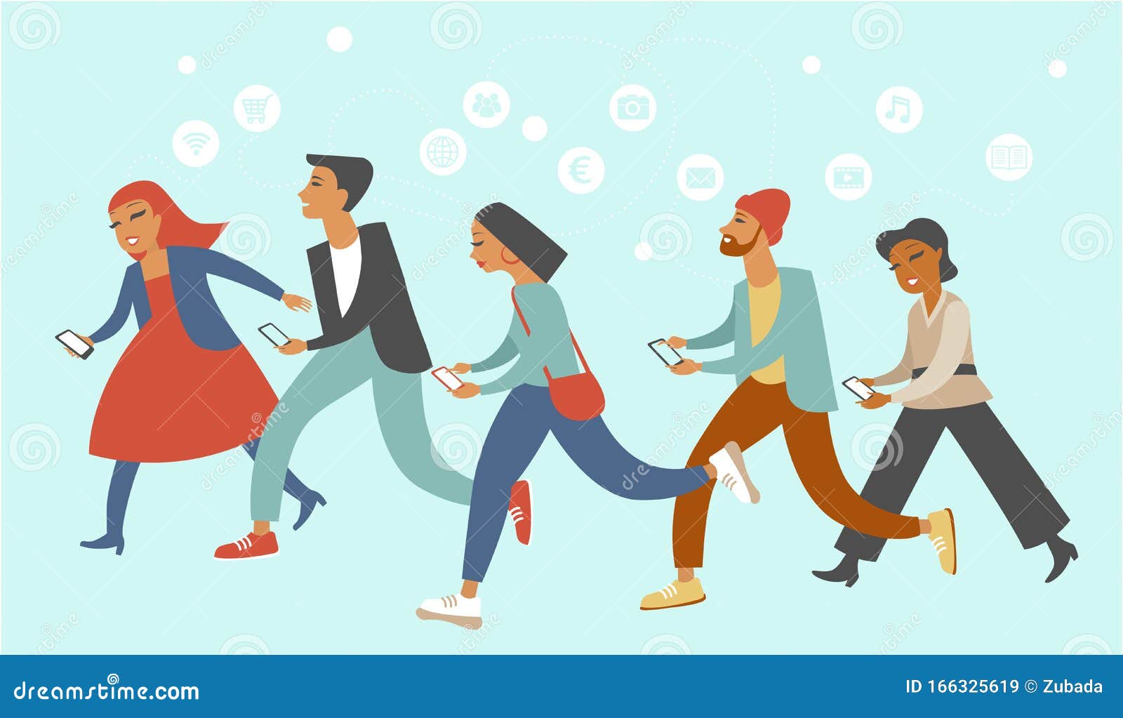 People Use Mobile Cashless Payment System Or Scan Qr Code Vector Flat ...