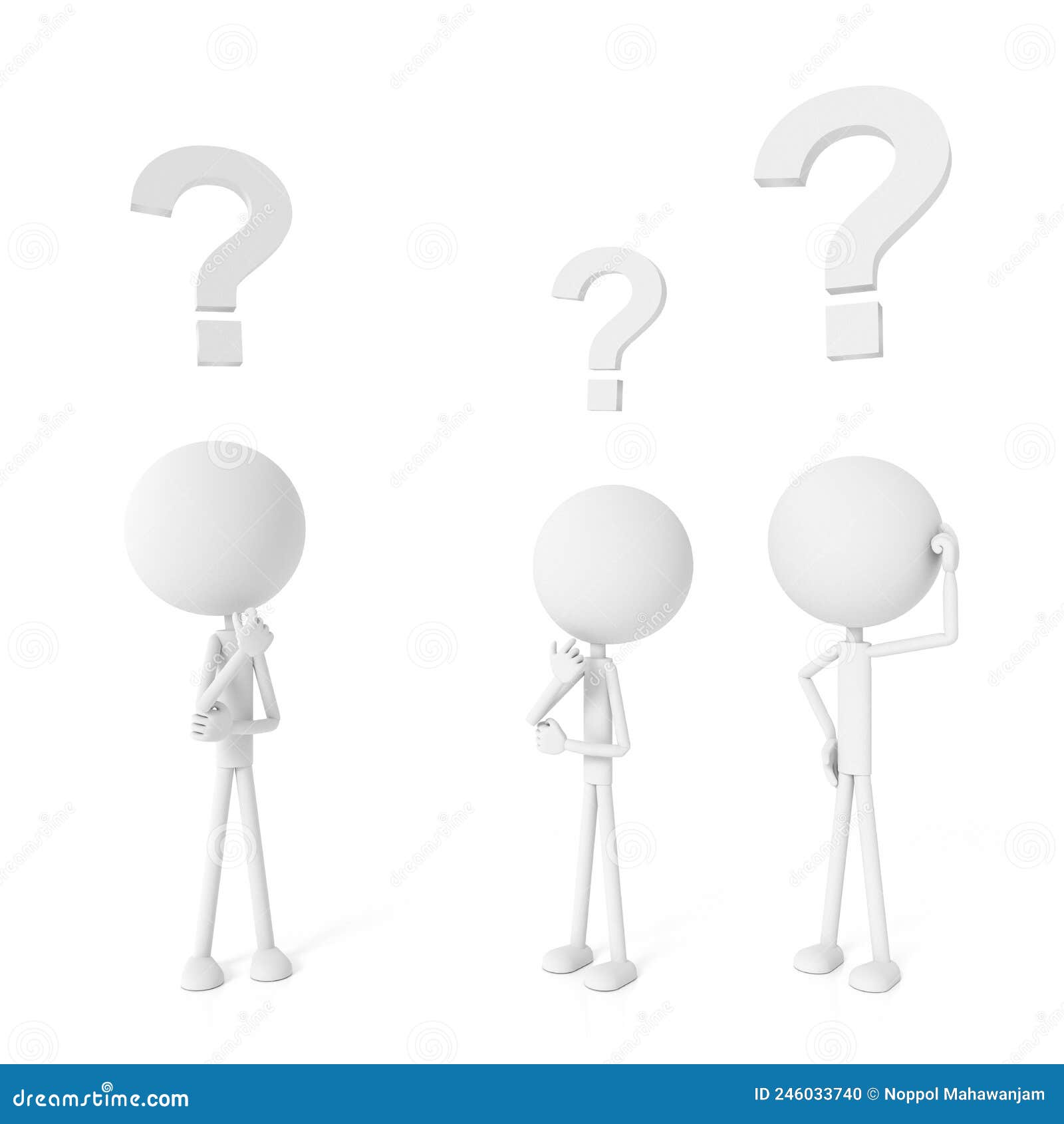 People Model with the Question Mark Sign. 3D Rendering Stock ...