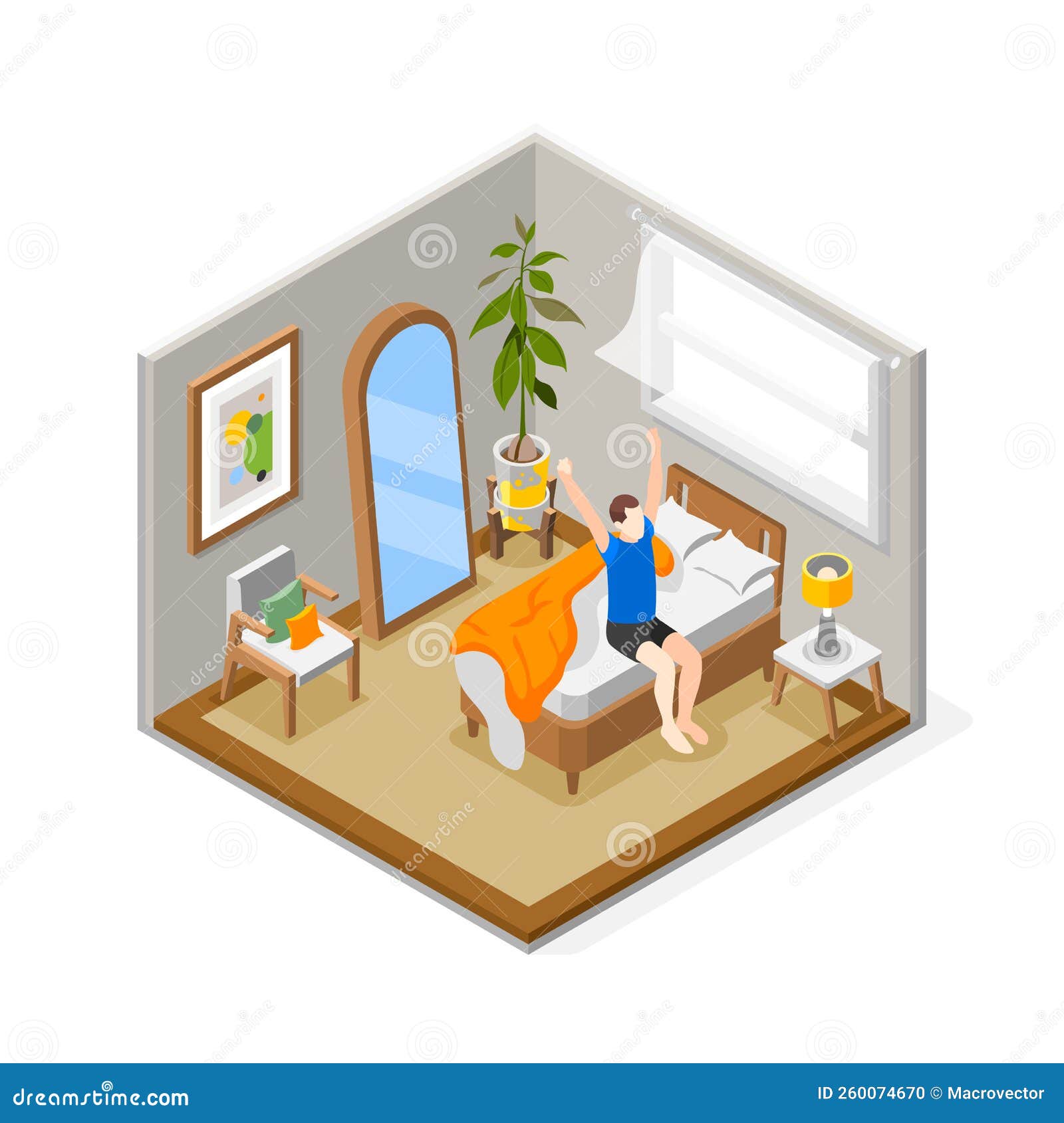 People Morning Routine Isometric Composition Stock Vector ...