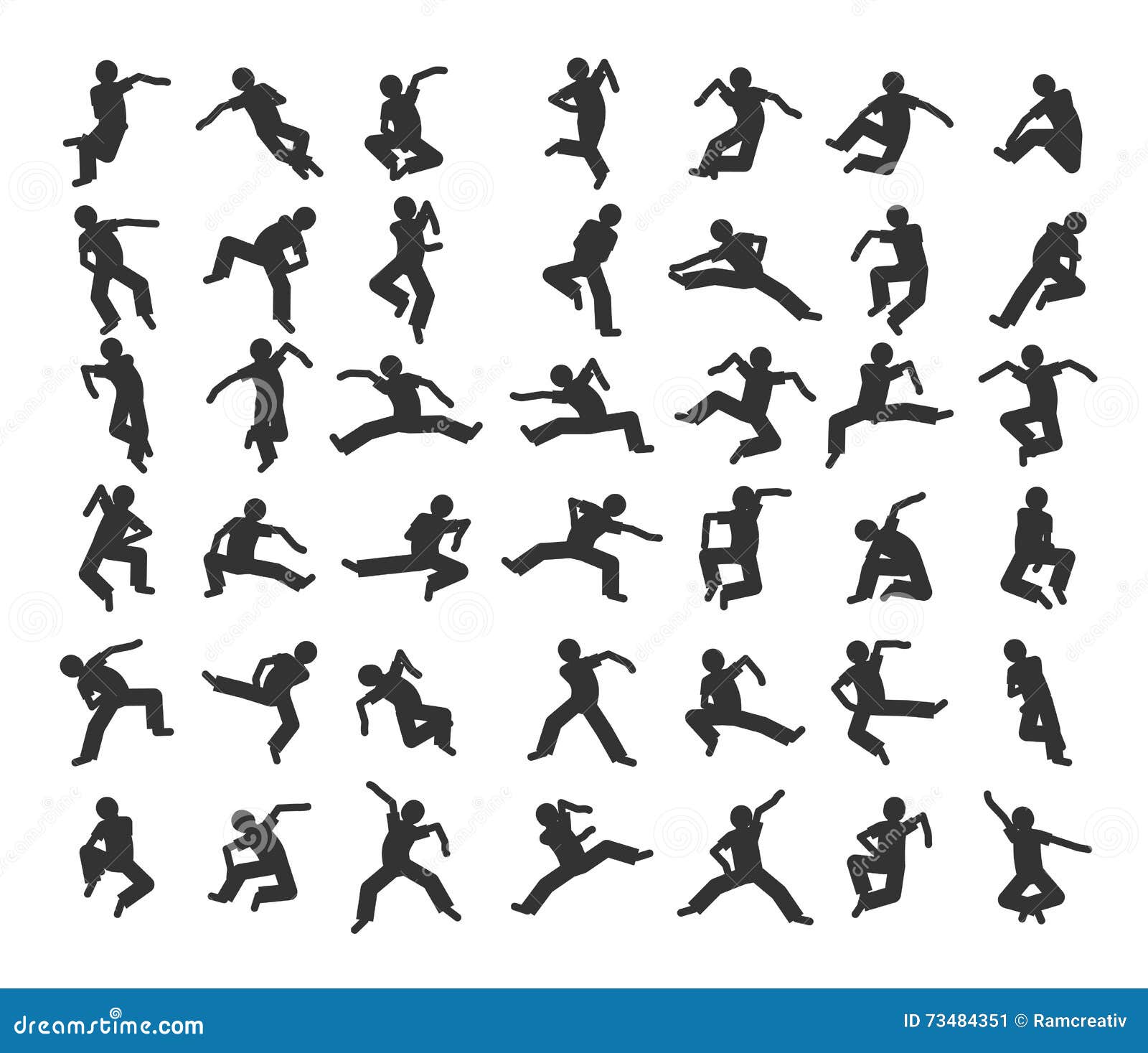 People in Motion in Different Positions. Stock Vector - Illustration of ...