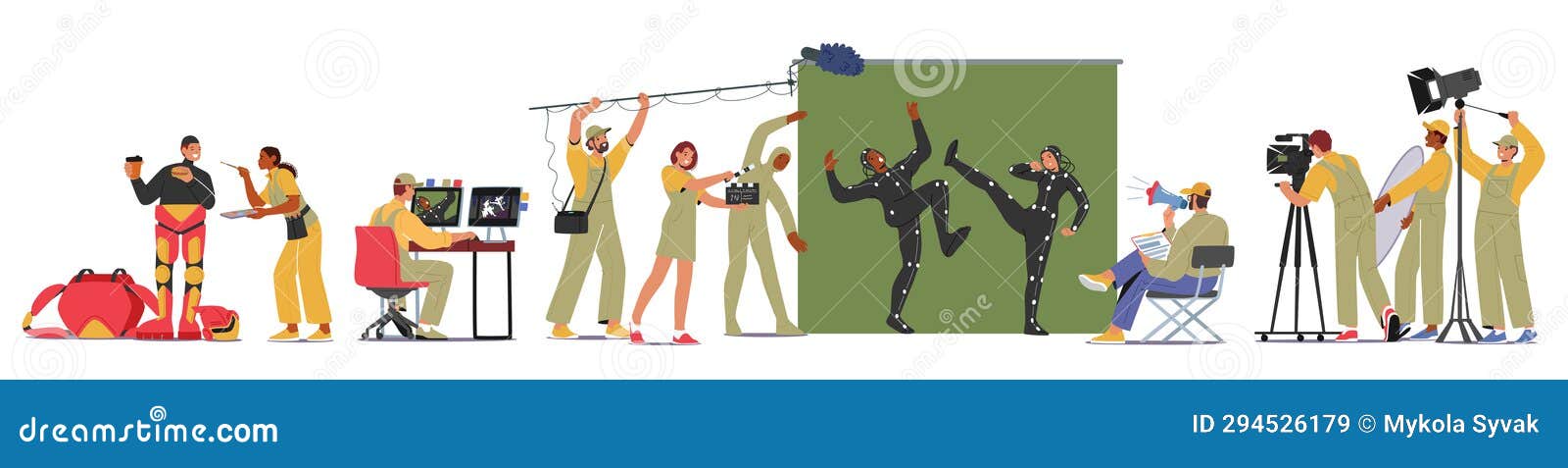 People at Movie Production Process, Involves Casting, Filming, and ...