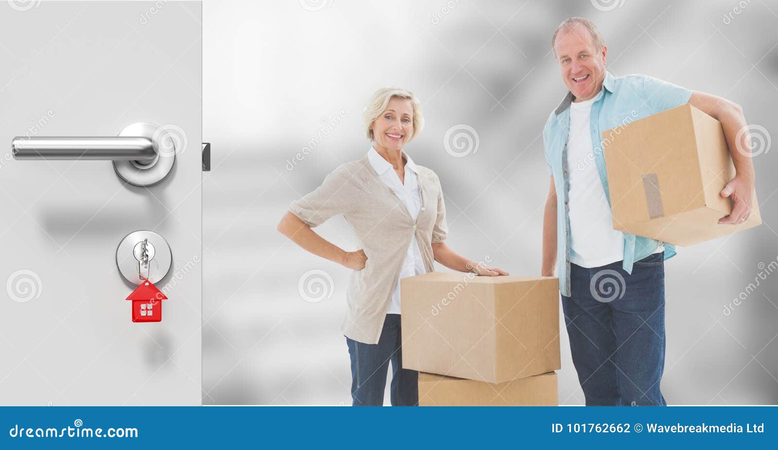 People Moving Boxes into New Home Stock Photo - Image of cardigan ...