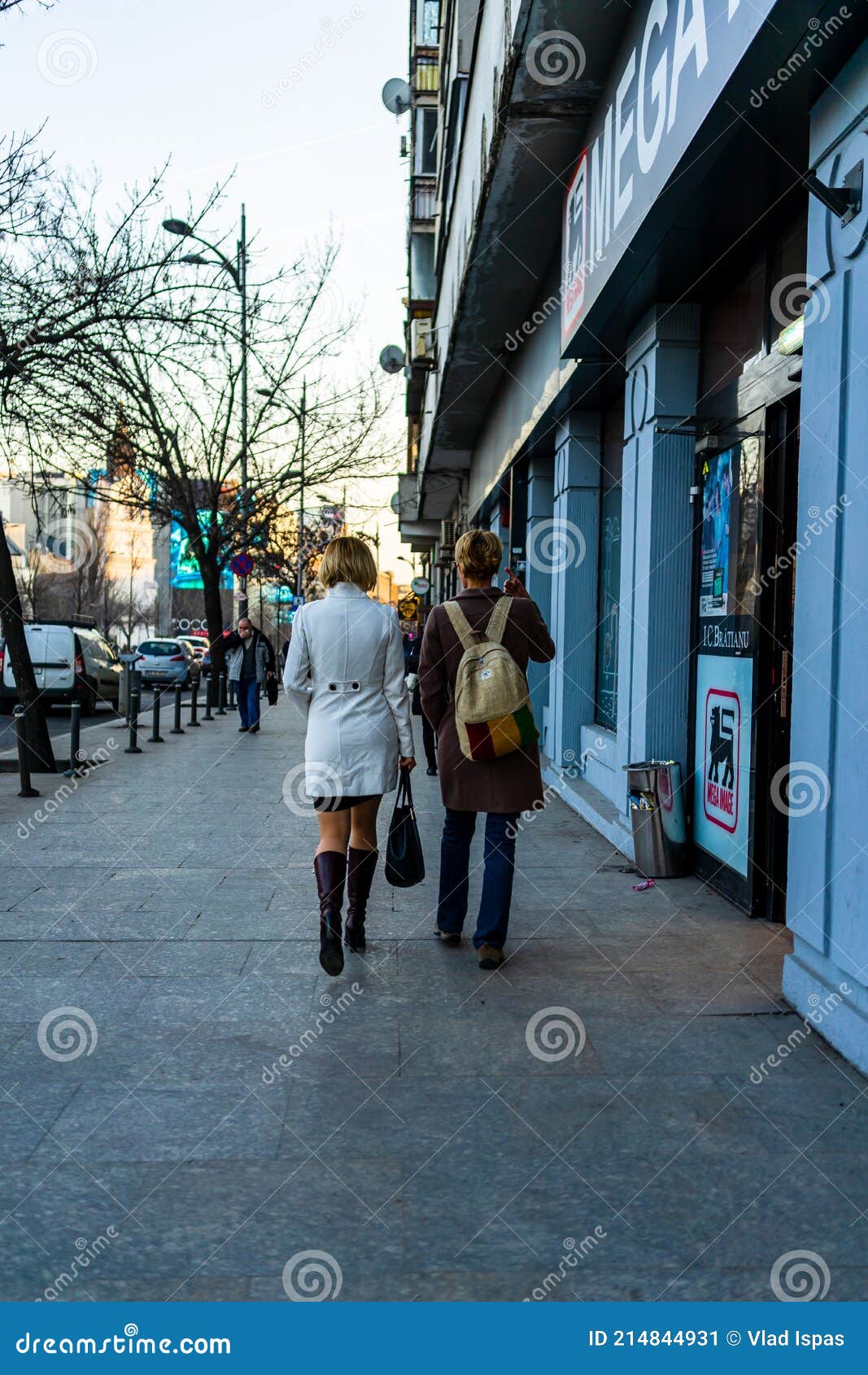 People Moving, Walking on the Streets in Downtown of Bucharest, Romania ...