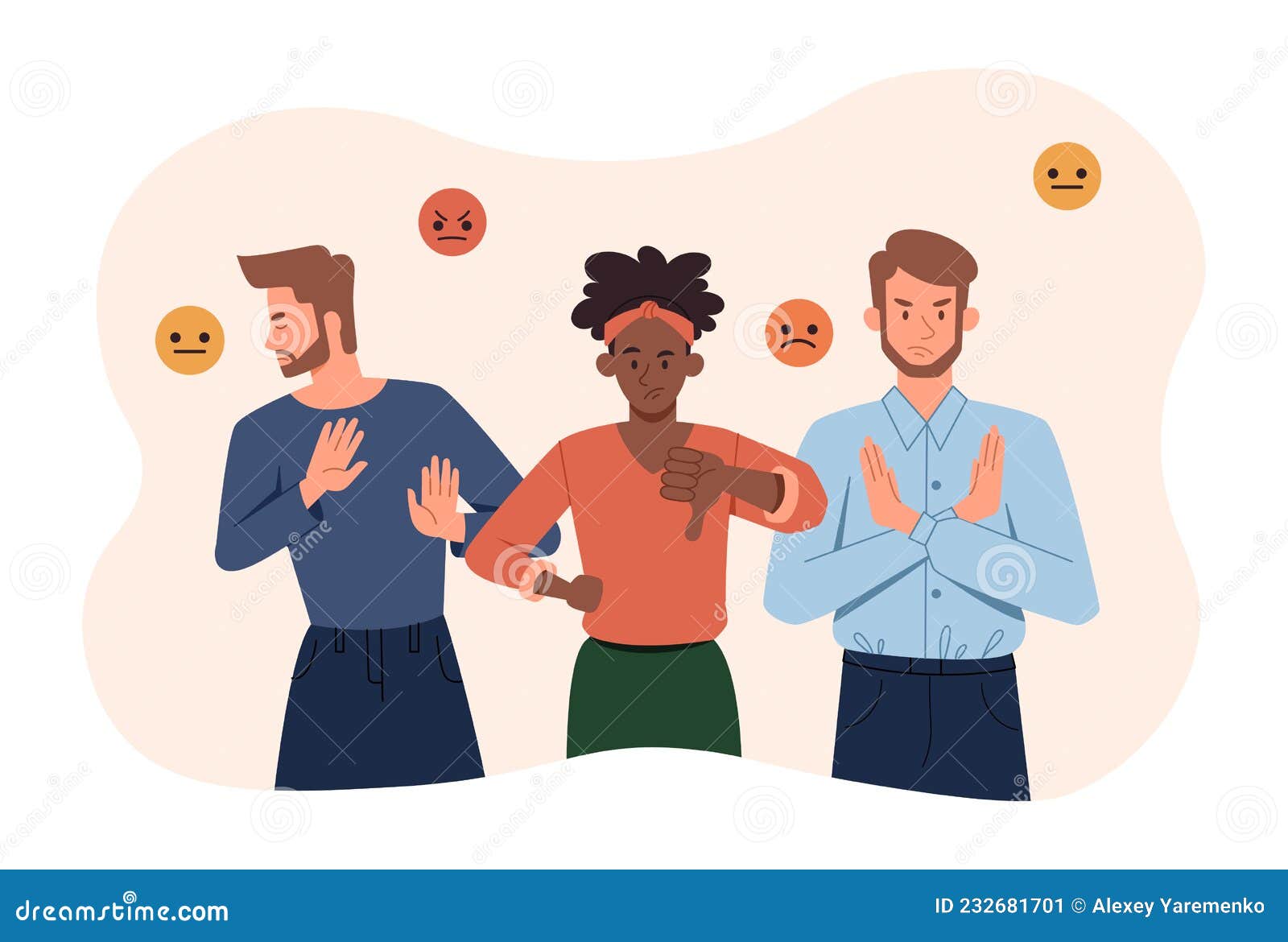 Negative Gestures Flat Vector Illustrations Set. Finger Language, Non ... Negative Gestures Flat Vector Illustrations Set. Finger Language, Non ...