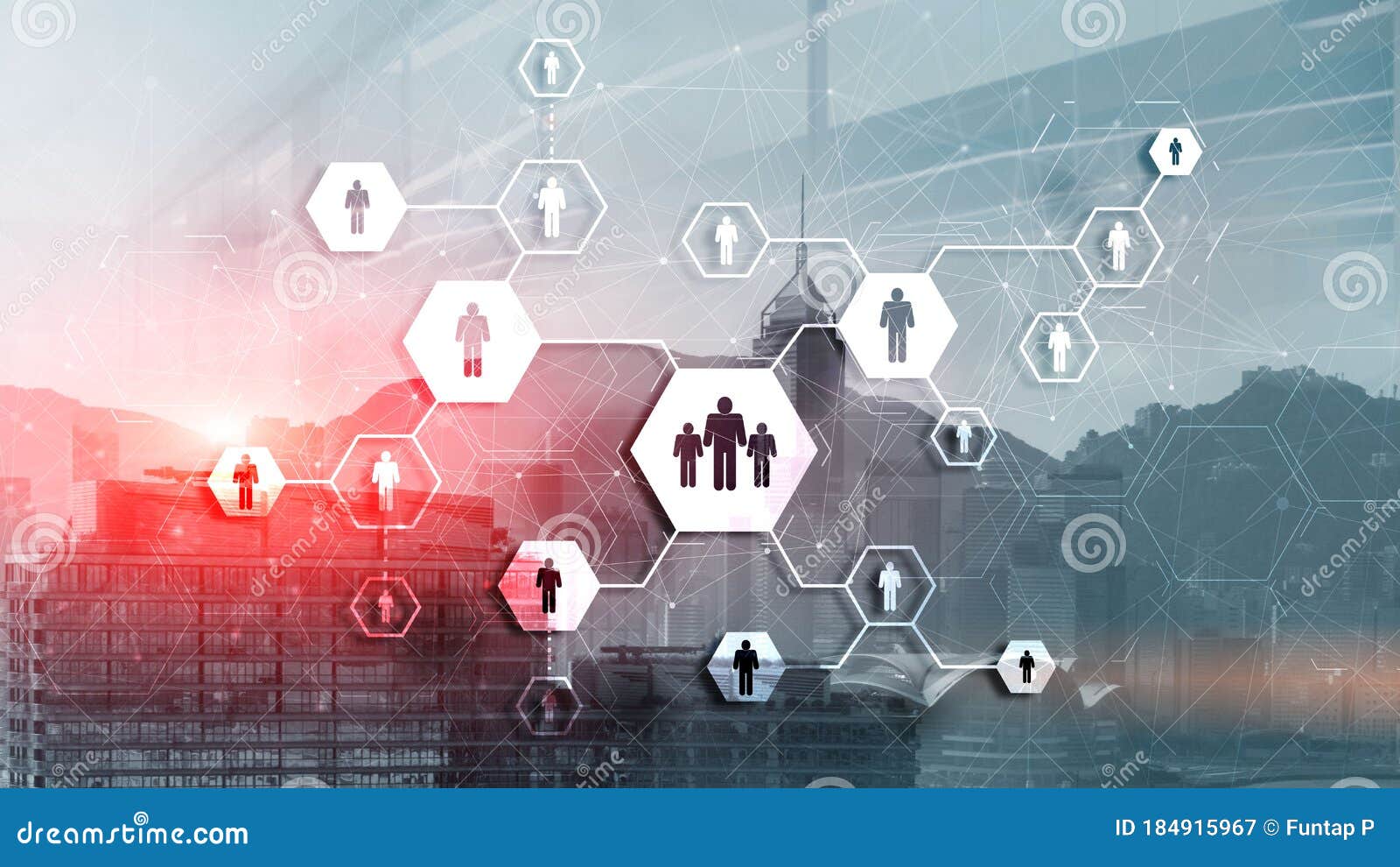 People Network Connection Icons on Blurred City Connection. Network ...