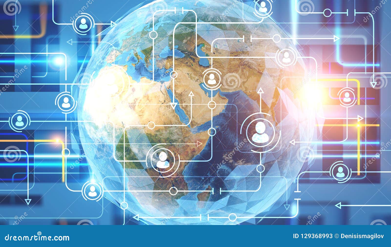 People Network and Earth, Immersive Interface Stock Illustration ...