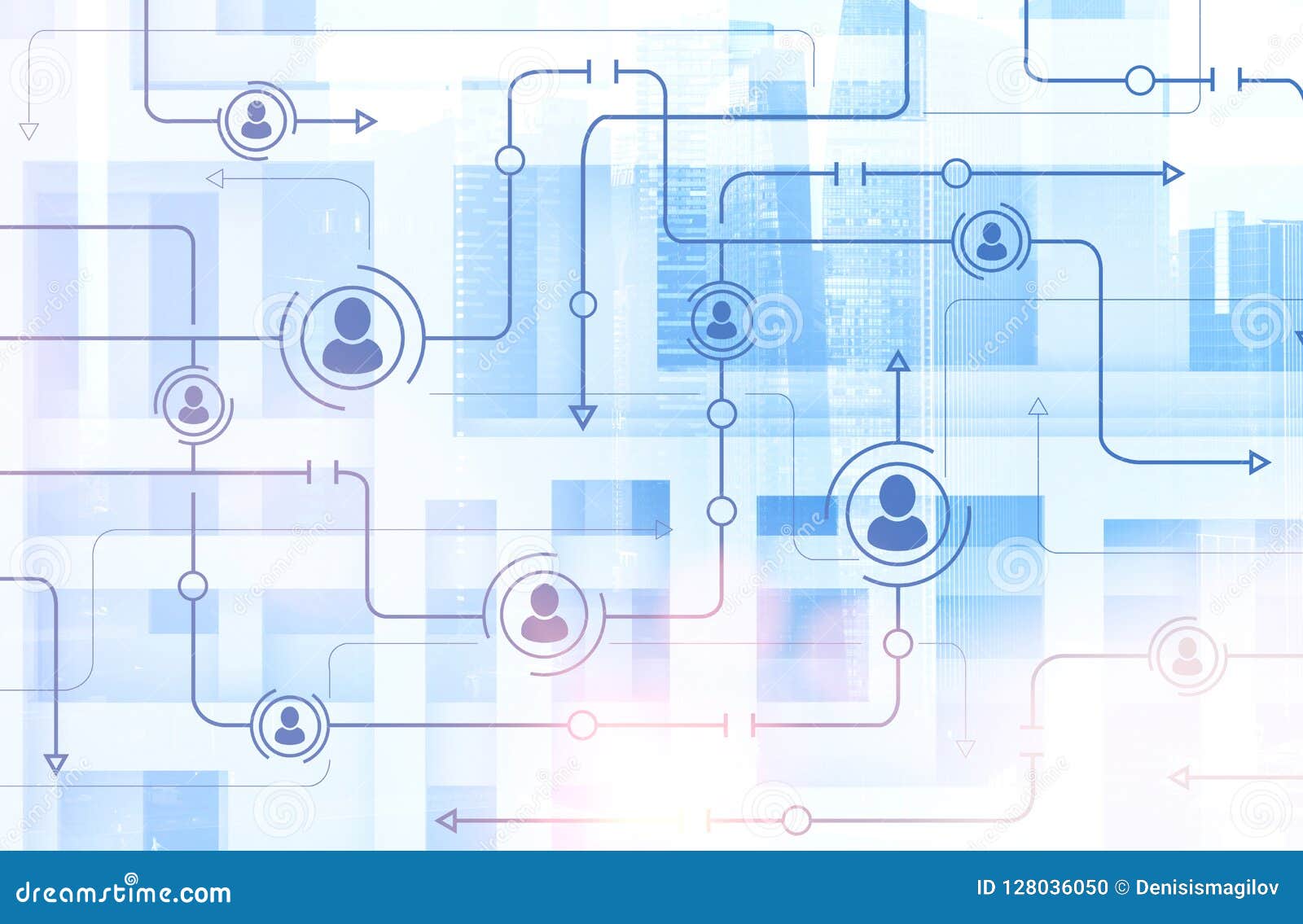 People Network Interface in Modern City Stock Illustration ...