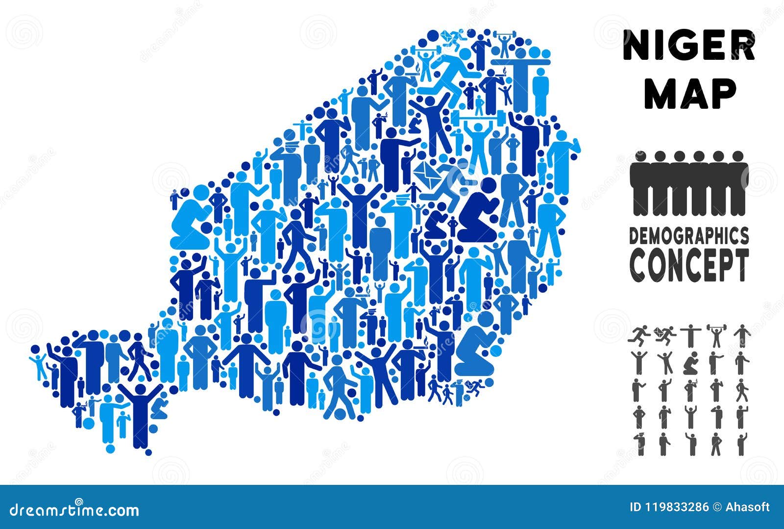 Niger People Icon Map. Stylized Vector Silhouette Of Niger. Population ...