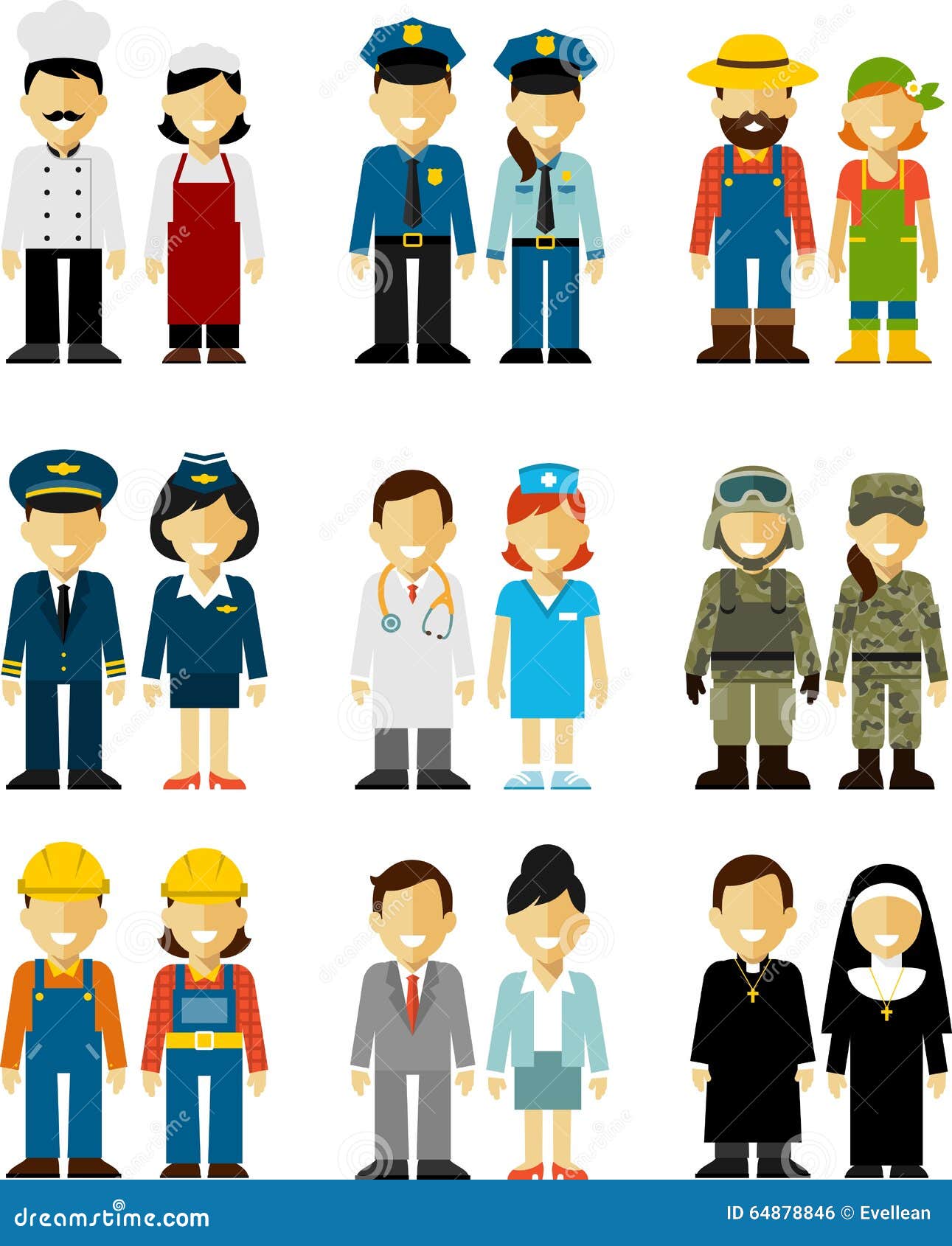 People Occupation Characters Man and Woman Set in Stock Vector ...