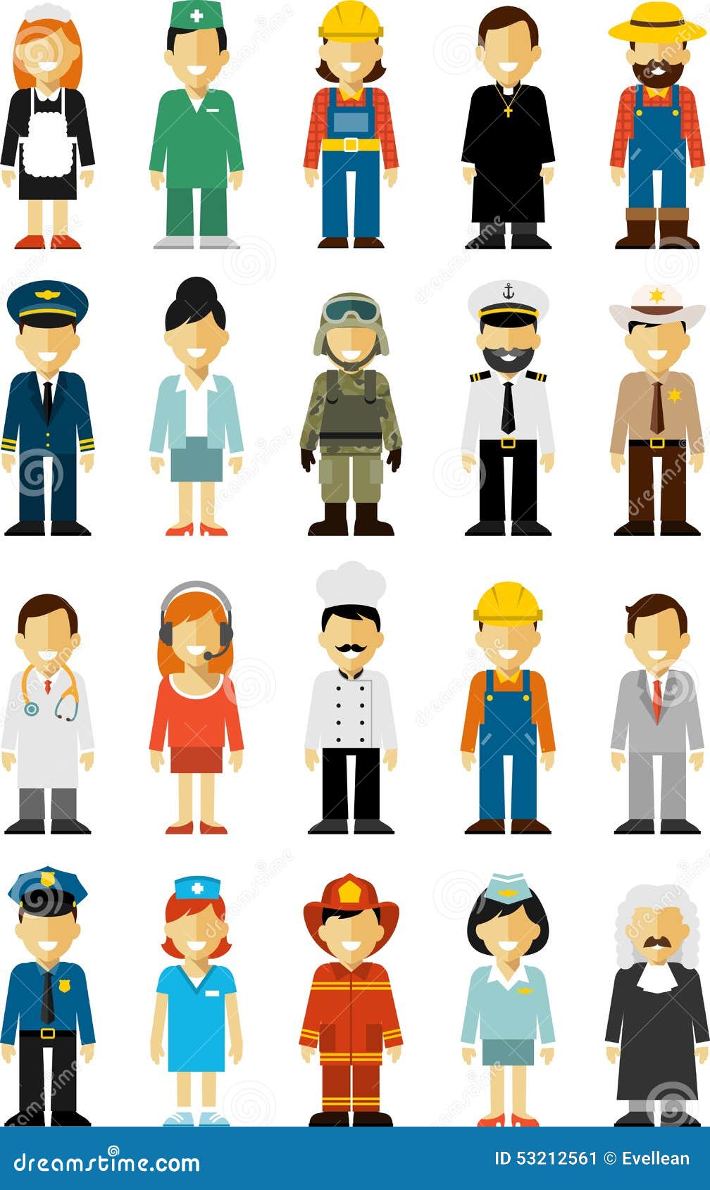 People Occupation Characters Set in Flat Style Isolated on White ...