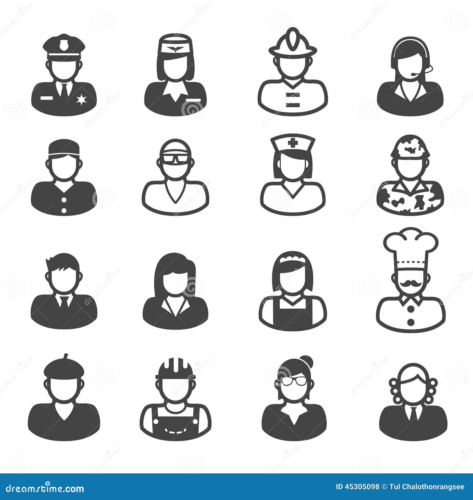 People Occupation Icons Stock Vector - Image: 45305098