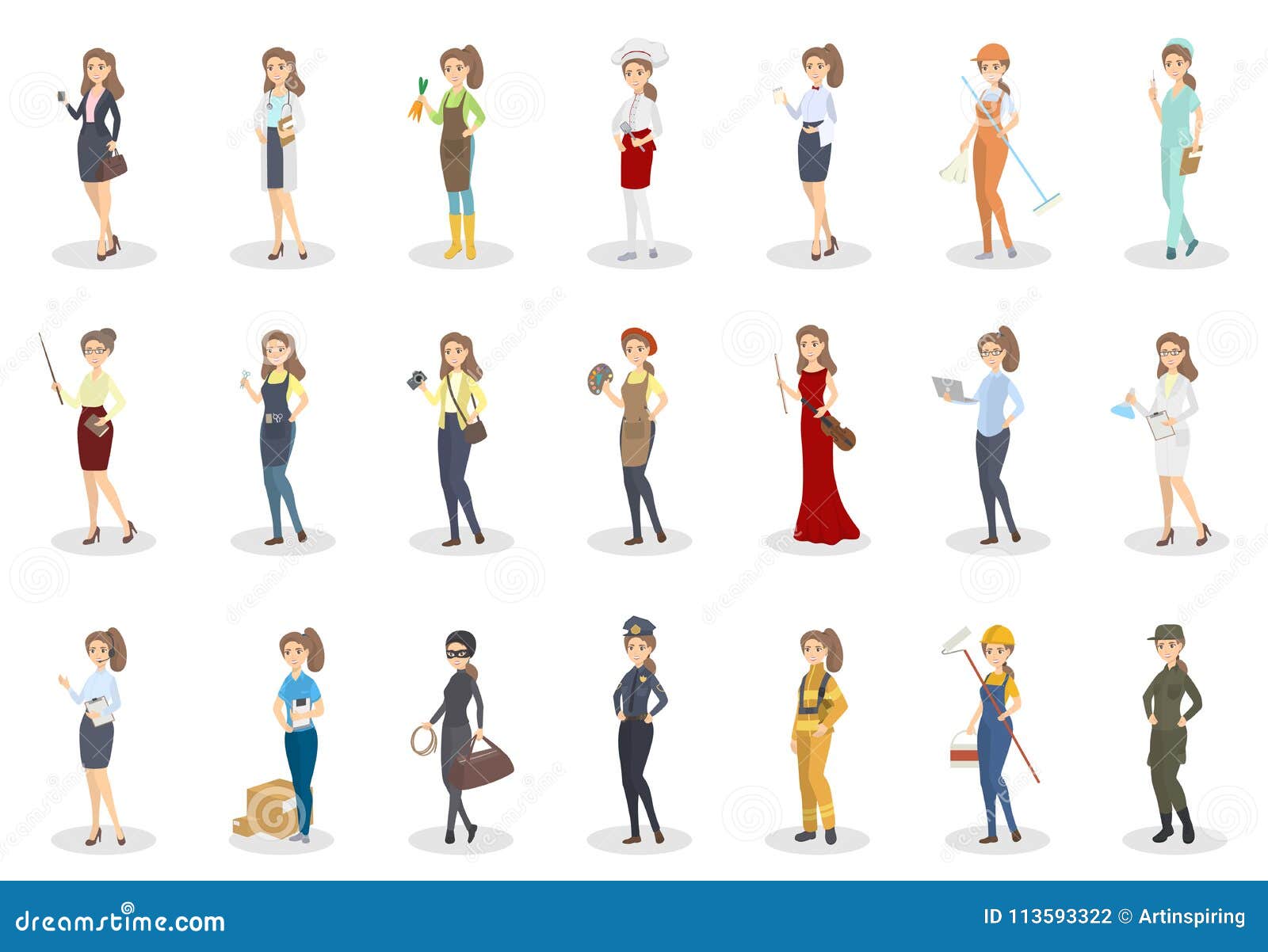 People Occupation Characters Set In Flat Style Isolated On White ...