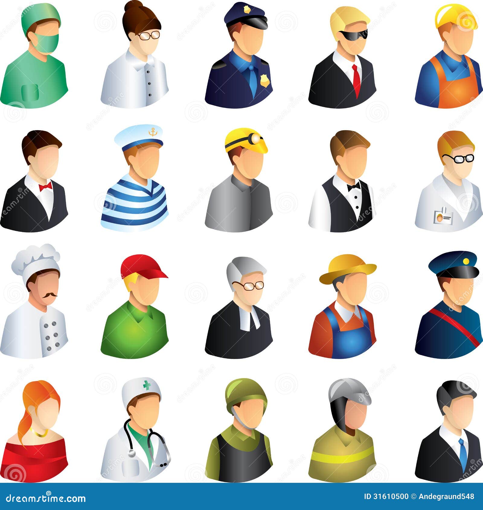 People Occupations Icons Set Stock Vector - Illustration of helmet ...