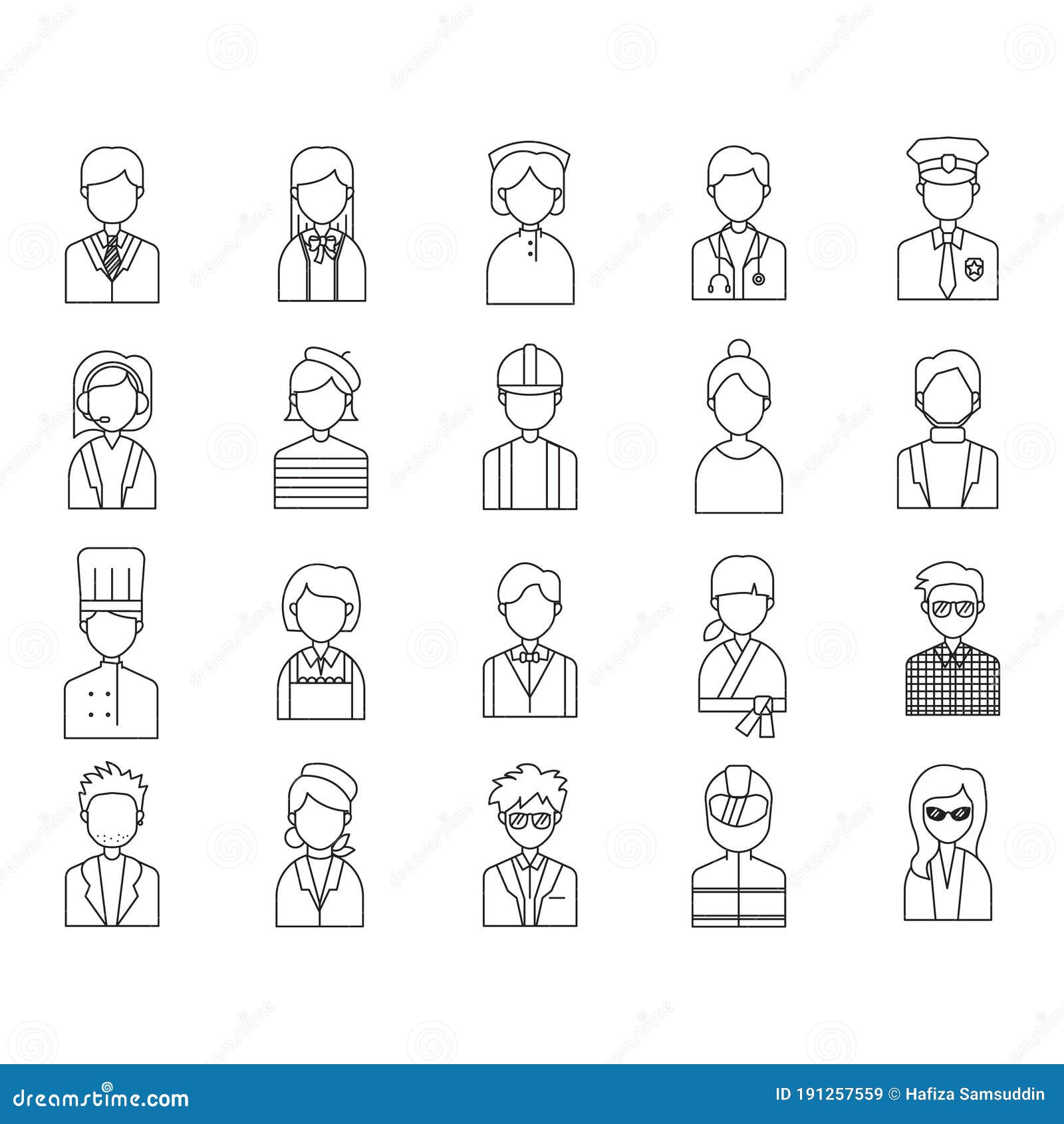 People Occupations Coloring Page Cartoon Vector | CartoonDealer.com ...