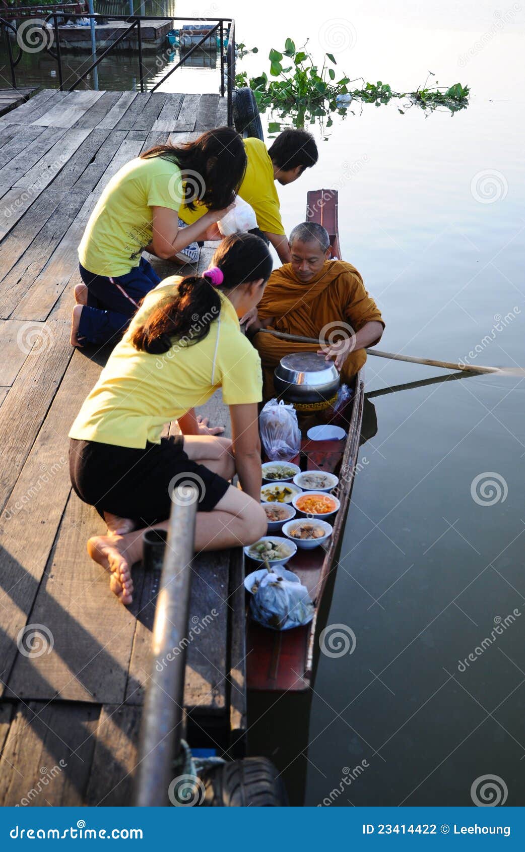 People offer food to monk editorial photography. Image of peaceful ...