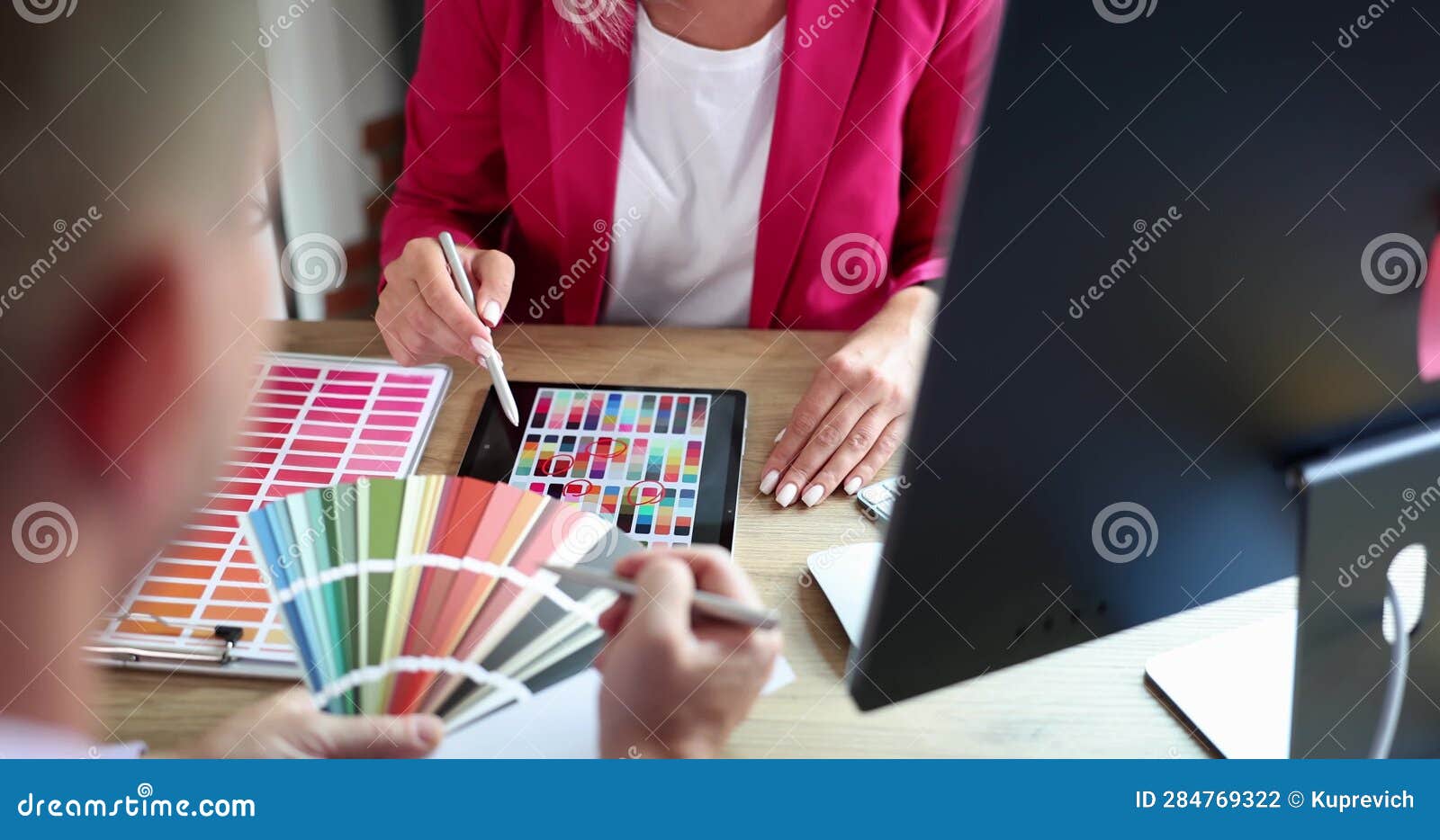 People in the Office Choose a Color from the Palette Samples Stock ...