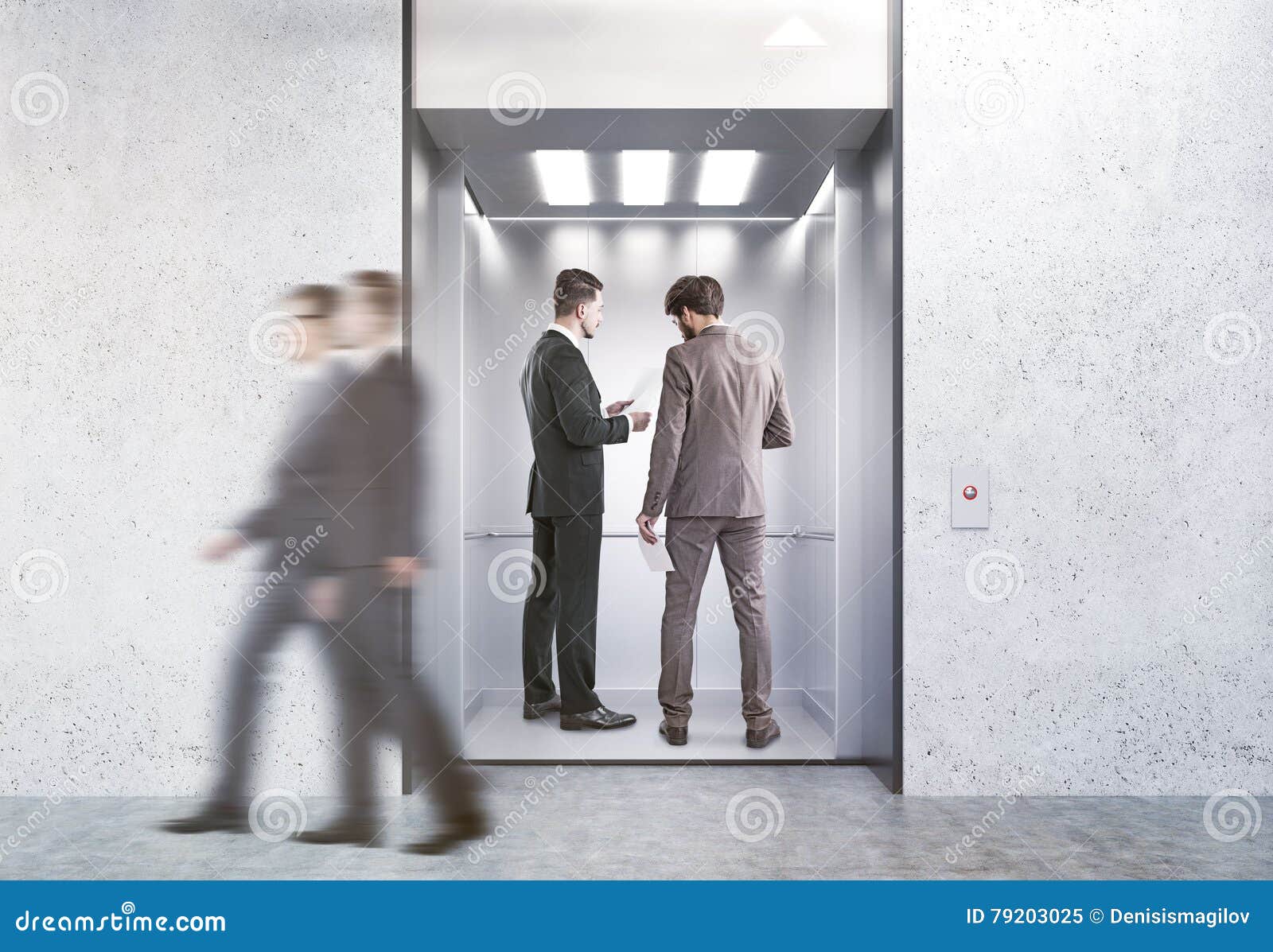 People in office elevator stock illustration. Illustration of lobby ...