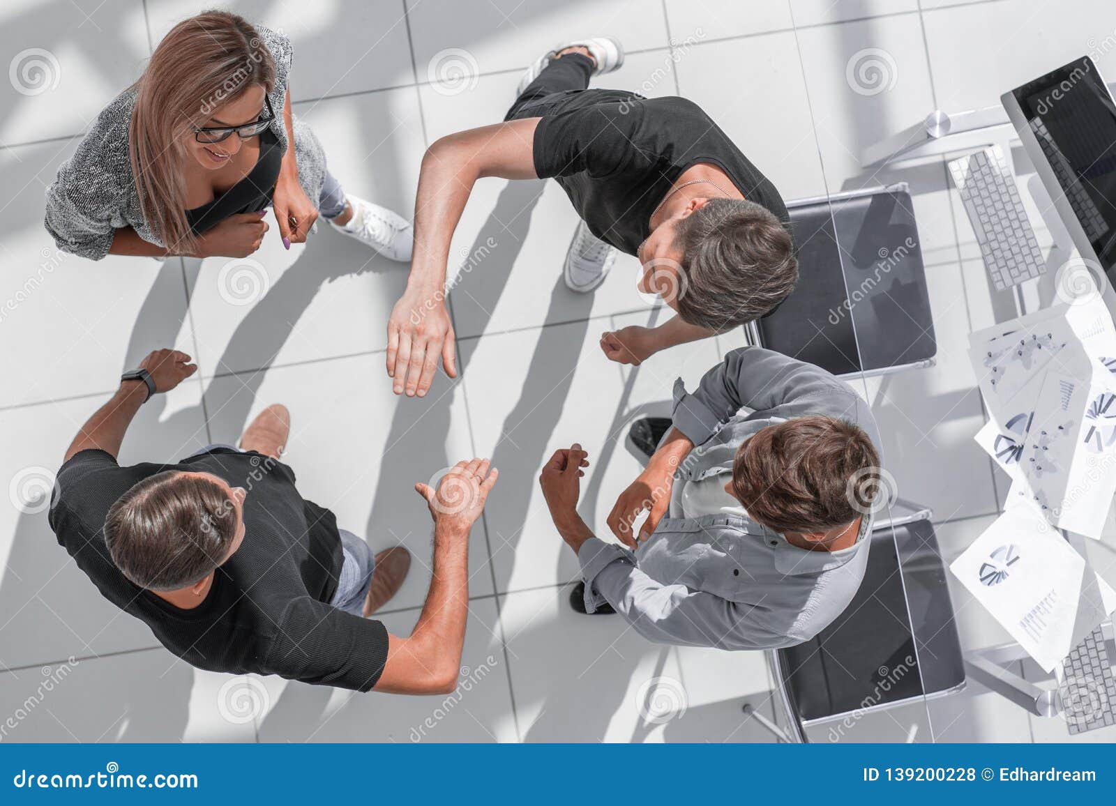 People in the Office Greet Each Other Stock Photo - Image of caucasian ...