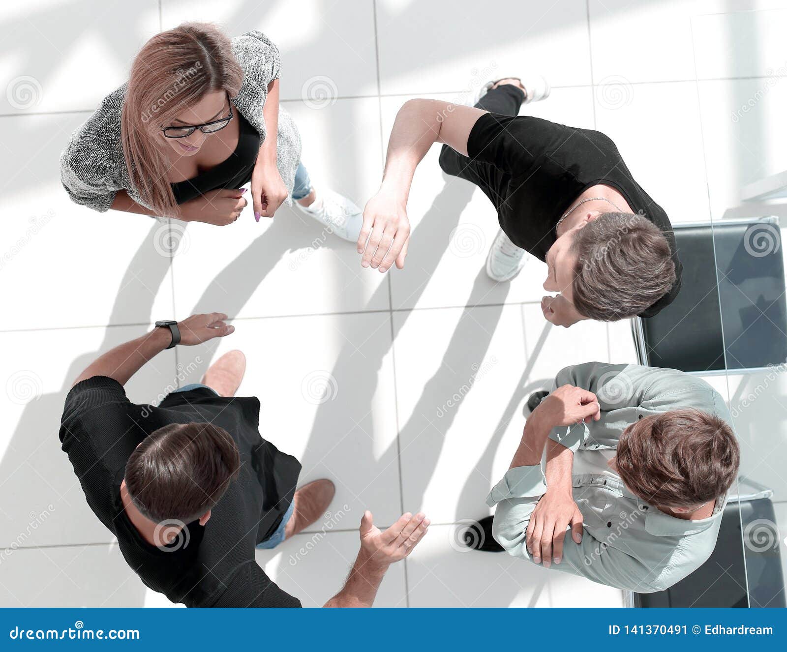 People in the Office Greet Each Other Stock Image - Image of ...