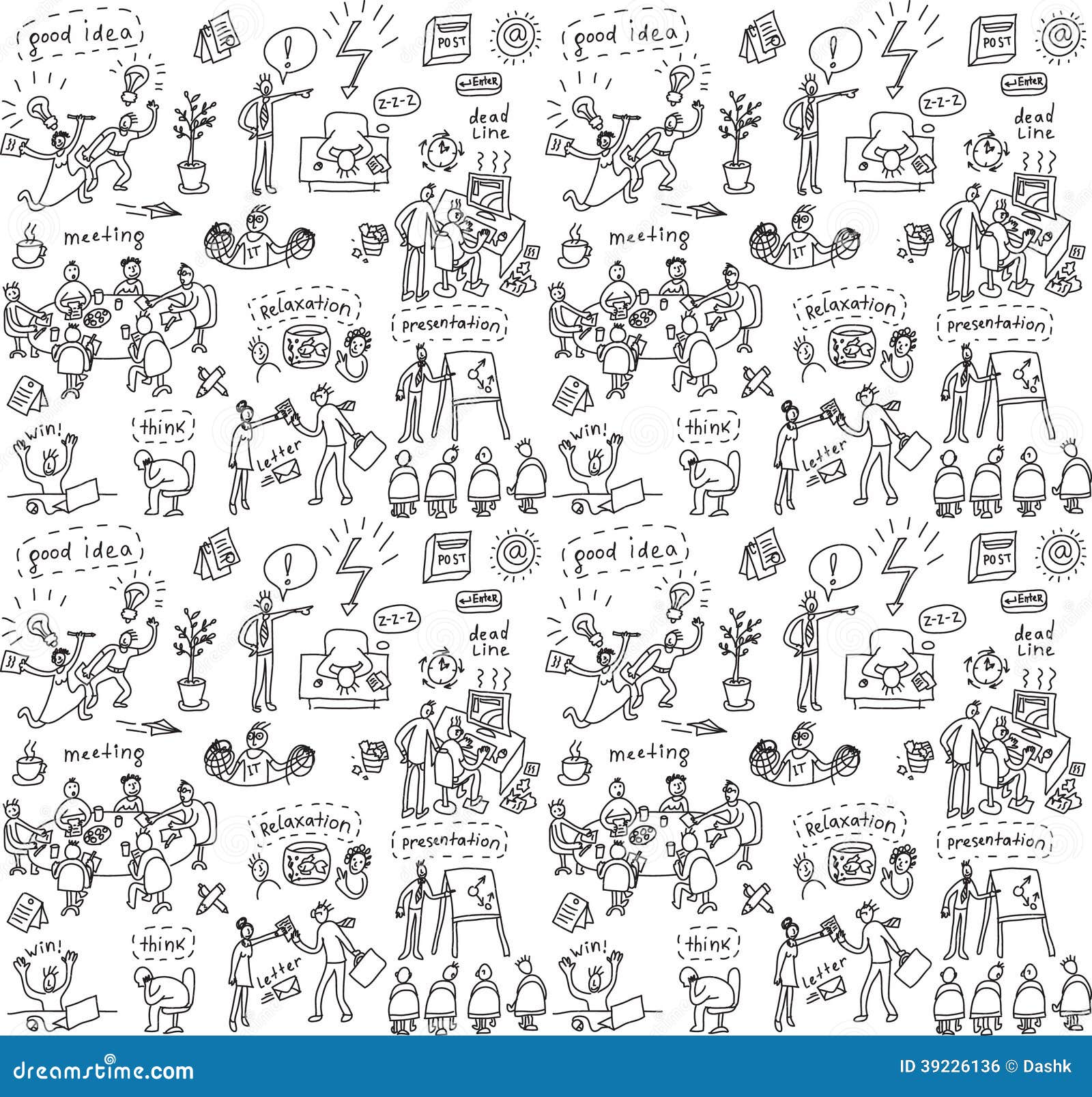 People in Office Seamless Pattern Stock Vector - Illustration of ideas ...