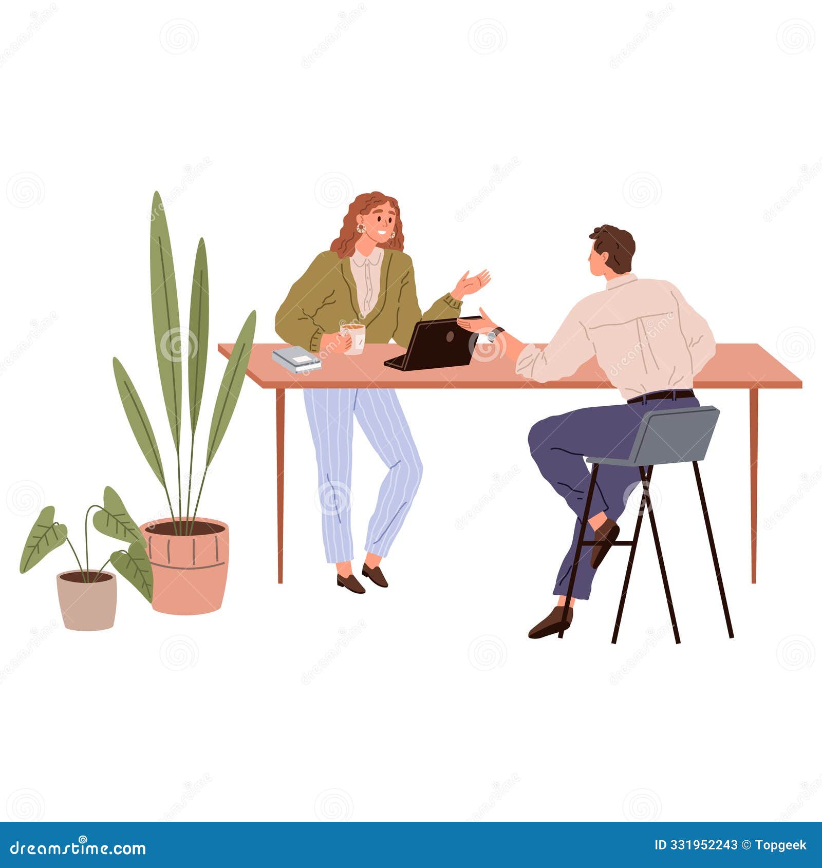 People Office Work. Office Workers Interact with Clients and Customers ...